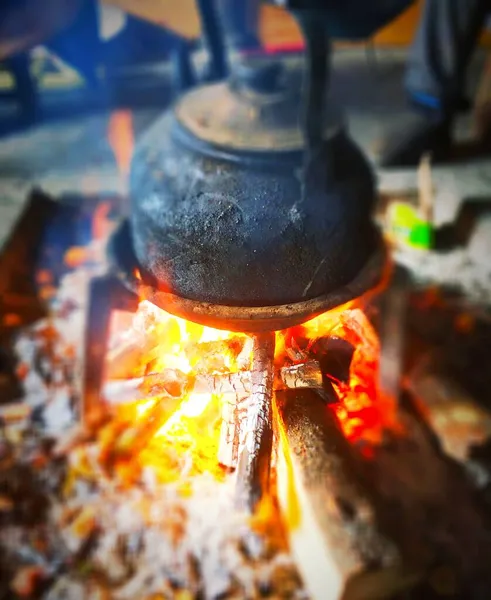 cooking fire in the kitchen - Stock Image - Everypixel