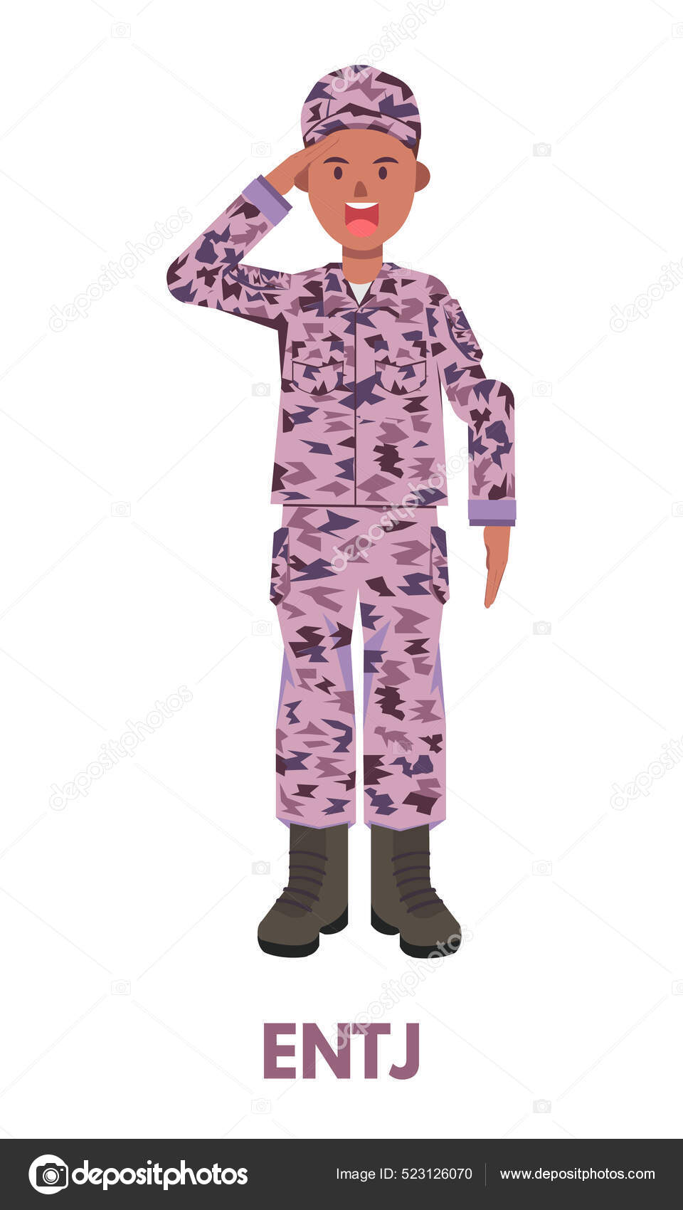 Military Man Commander Purple Clothing Doing Salute Represents Entj ...