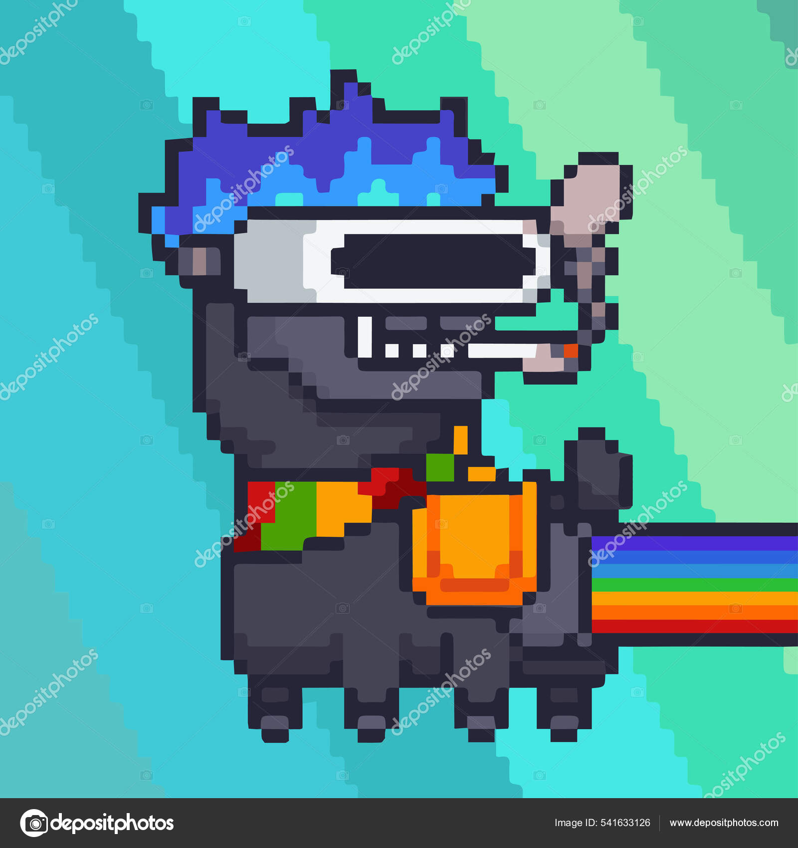 Alpacadabra Black Nyan Alpaca Pixel Art Nft Bit Fantasy Animal Stock ...