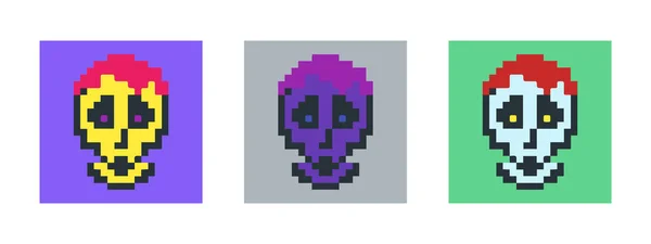 Crypto cráneos NFT. Cráneo pirata púrpura con ilustración de ojos ...