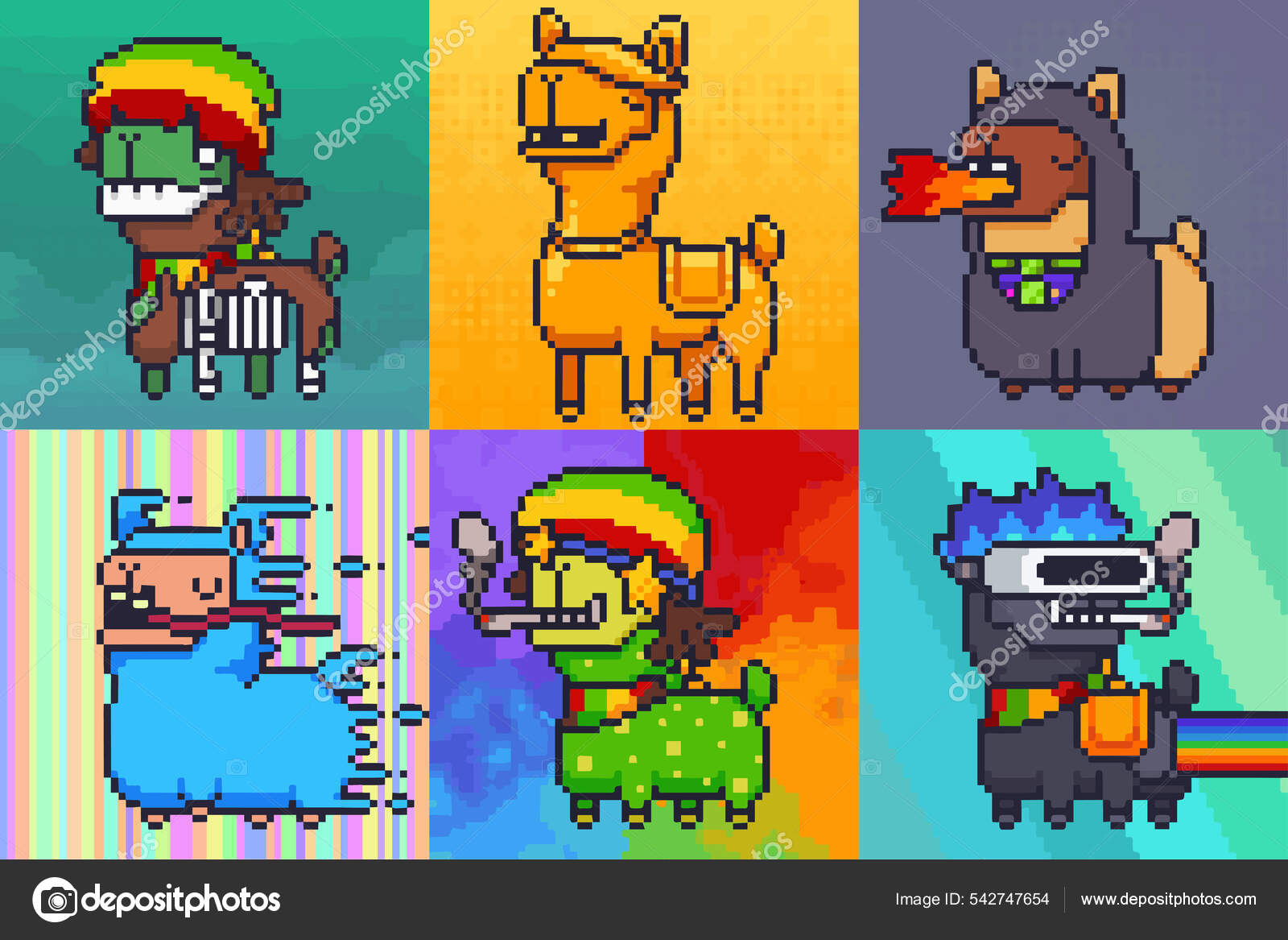 Conjunto Colección Nft Alpacadabra Sprite Alpaca Retro Bits Para ...