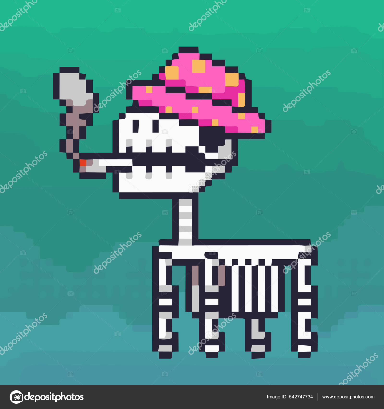 Alpacadabra Esqueleto Alpaca Pixel Art Nft Osso Animal Morto Vivo Vetor ...
