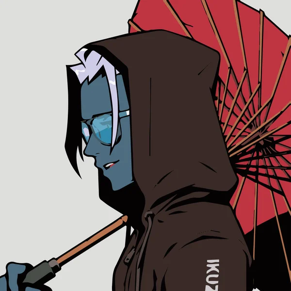 Karya Seni Komik Azuki Nft Gambar Vektor Bergaya Anime Garis Vektor ...