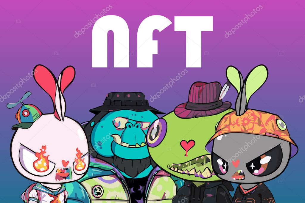 Carácter Karafuru NFT colección de obras de arte. Virales raros NFTs arte coleccionables ...