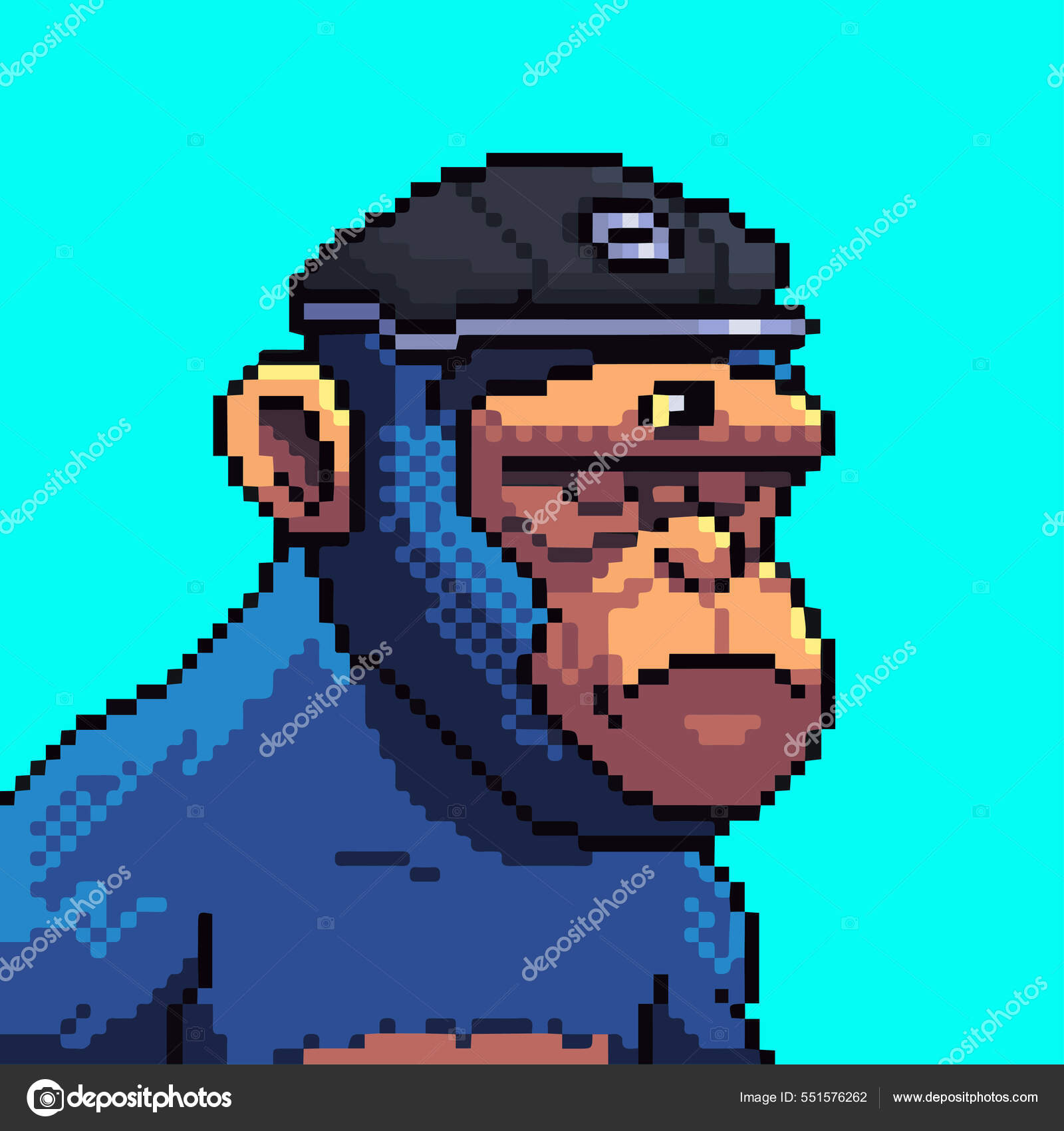 Galactic Apes Pixel Art Nft Character Bit Gorilla Wearing Costume Stock ...
