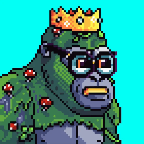 Galactic Apes Pixel Art Nft Character Bit Gorilla Wearing Costume Stock ...