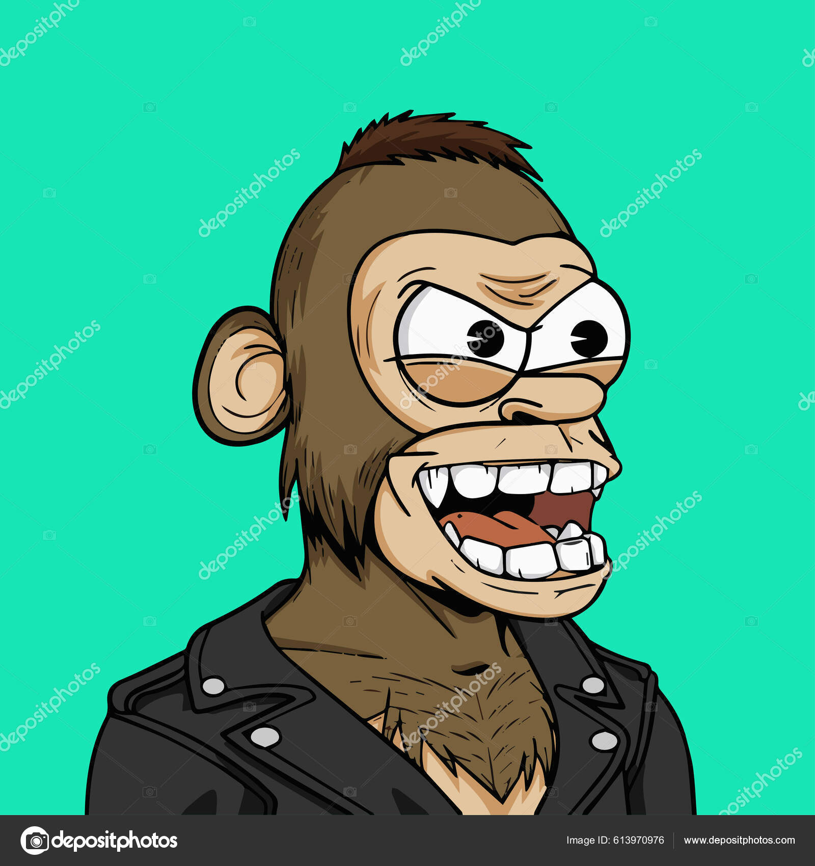 Monkey Pfp Illustration Ape Beady Eyes Wearing Custom Traits Nft Stock ...