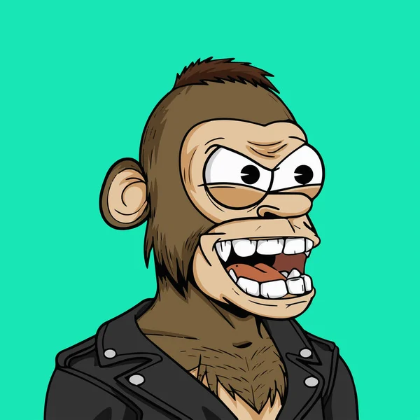 Macaco Entediado Original Arte Nft Fundo Azul Ilustração Macaco ...