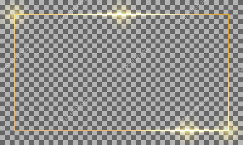 Marco vintage brillante dorado con sombras aisladas sobre fondo ...