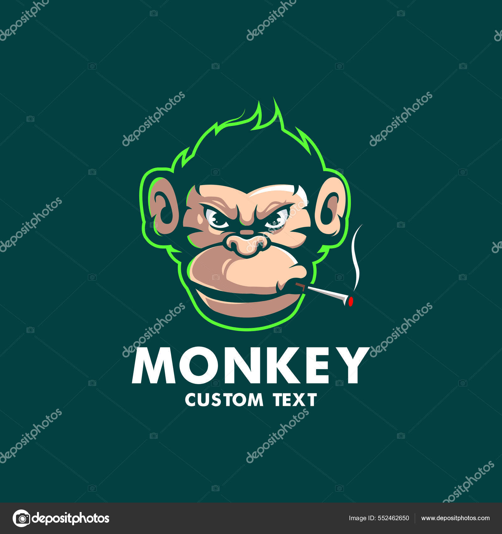 Monkey Smoking Mascot Logo Design Isolated Dark Background Stock Vector ...