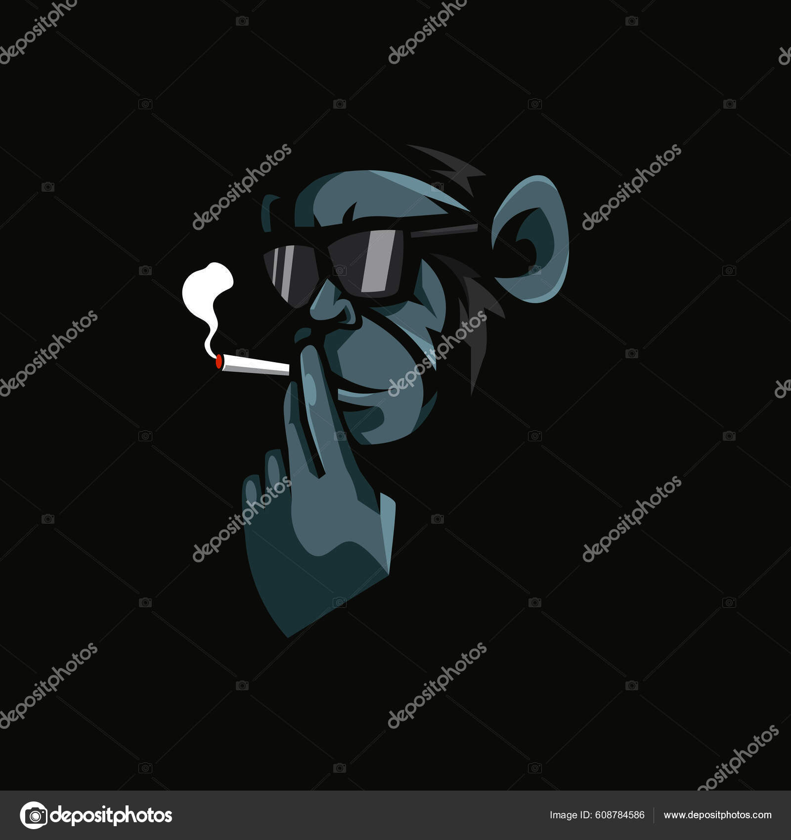 Macaco Macaco Fumando Mascote Logotipo Design Ilustração Vetor Vetor de ...