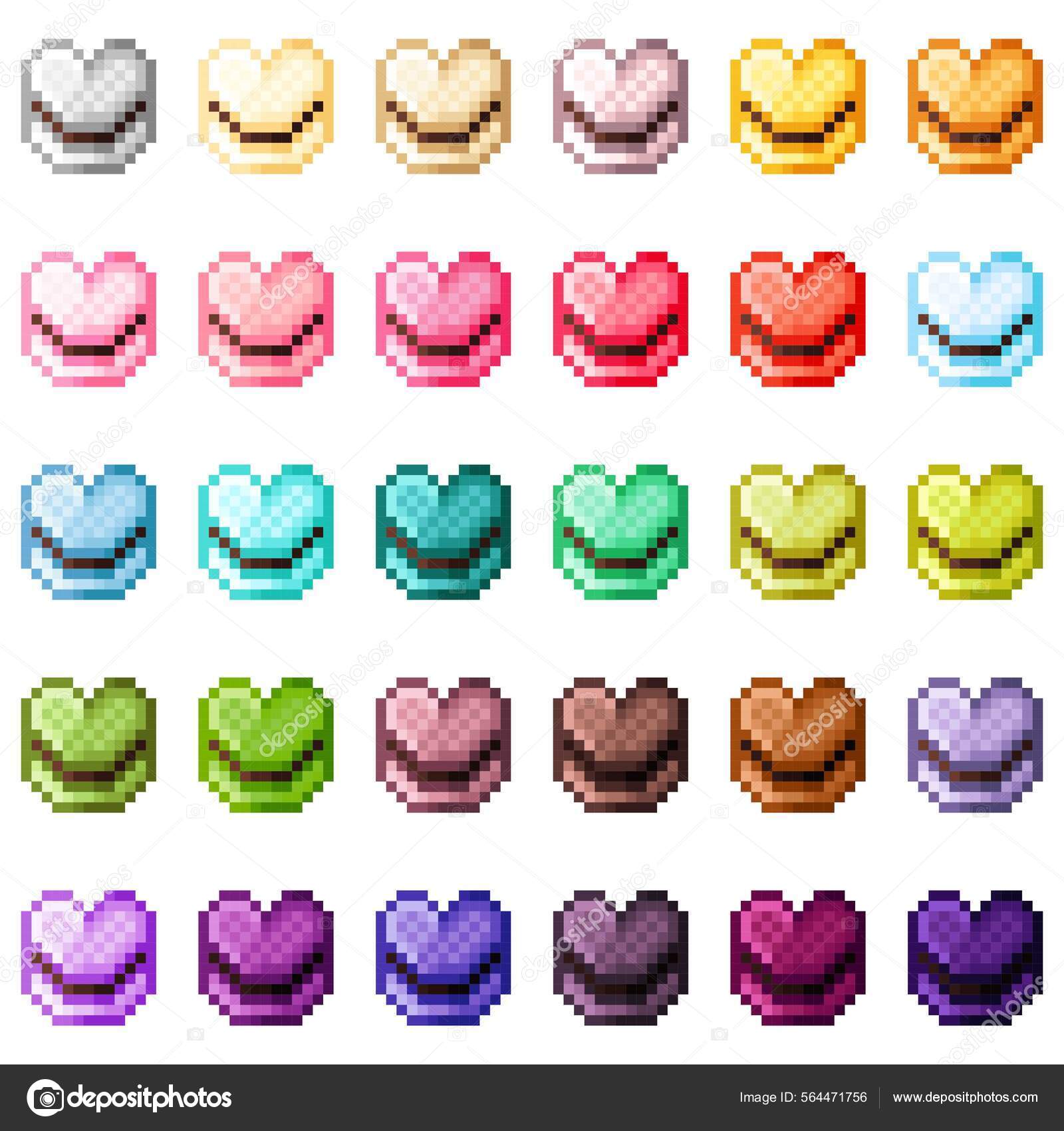 Colorido Corazón Chocolate Lleno Macarons Pixel Art Set Ilustración Vectorial Vector de stock ...