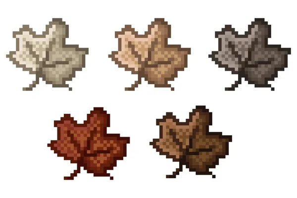 Maple Leaf Set Pixel Art Pixel Vector Autumn Leaves Stock Vector Image ...