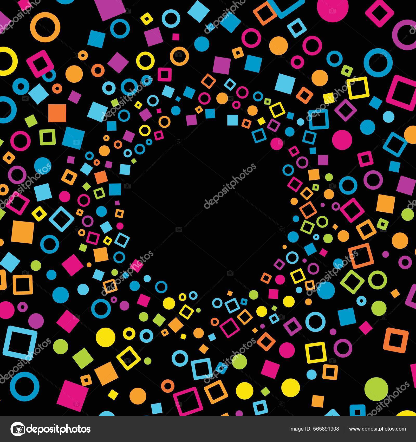 Colorful Geometric Shapes Particle Tunnel Place Your Content Vector ...