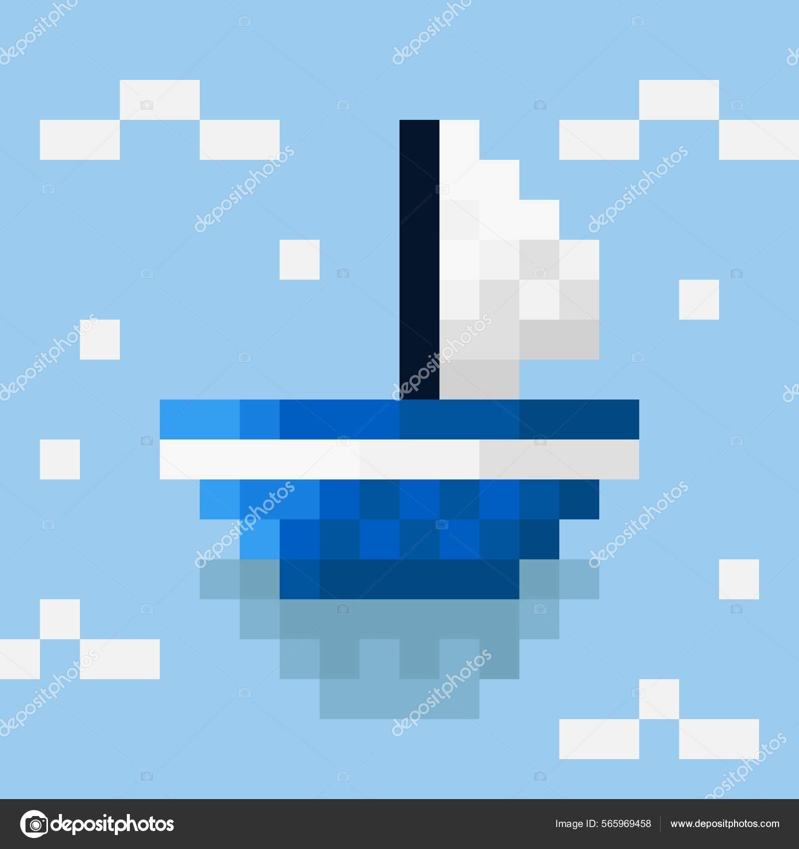 Boat Pixel Art Ship Pixel Art Vector Illustration Vector de stock ...