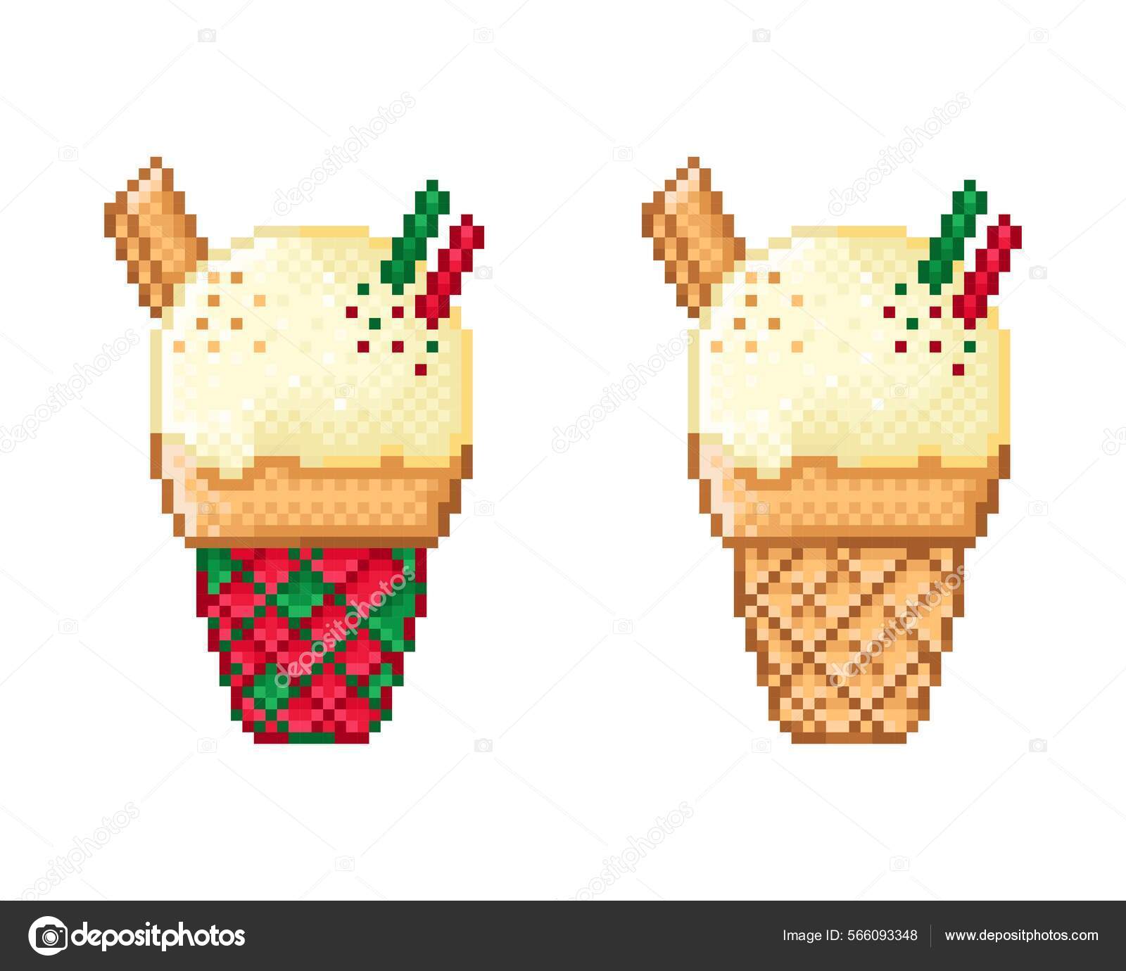 Vanilla Christmas Style Ice Cream Pixel Art Vector Illustration Stock ...