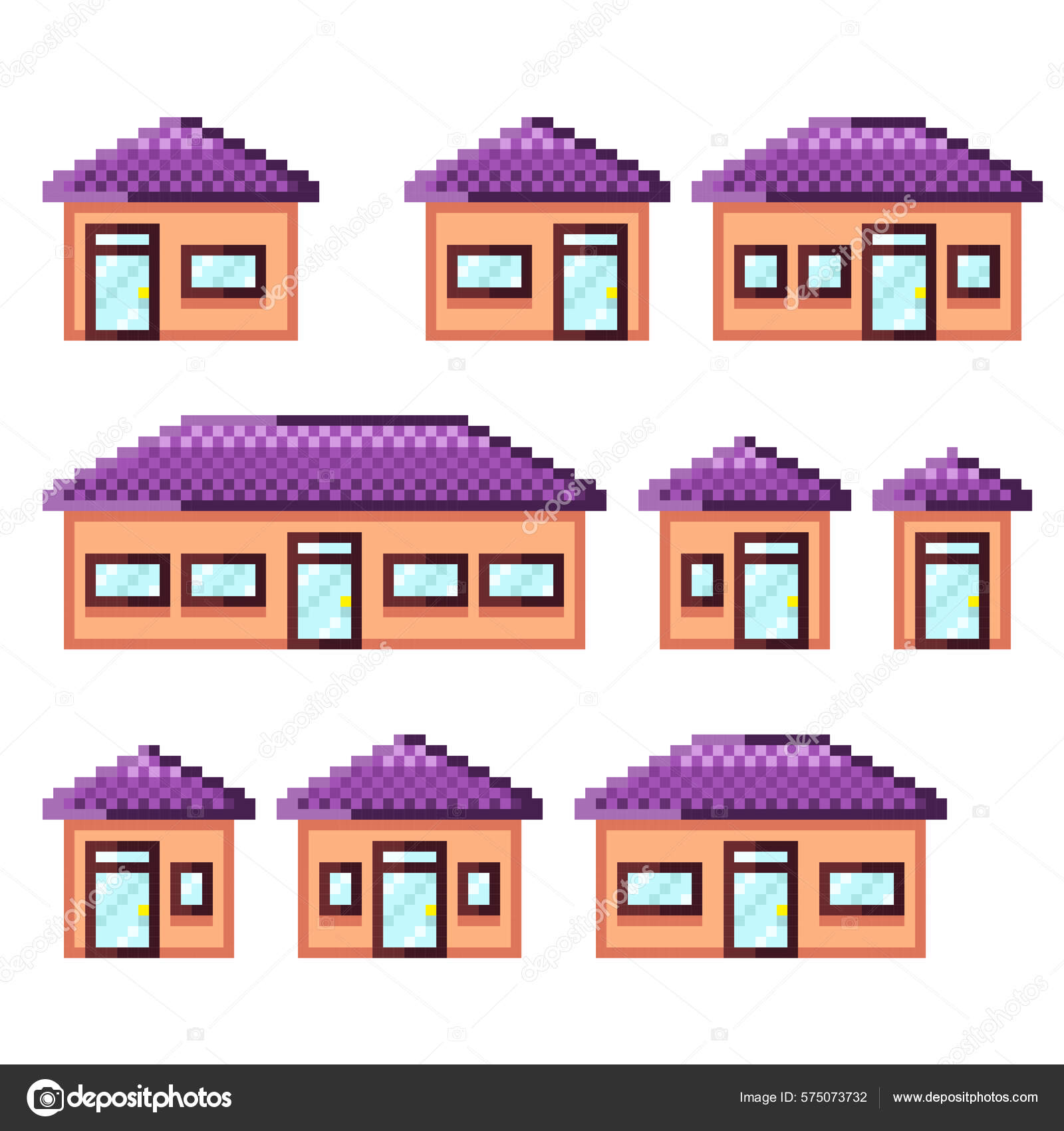 Casa Pixel Art Set Ilustración Vectorial vector, gráfico vectorial ...