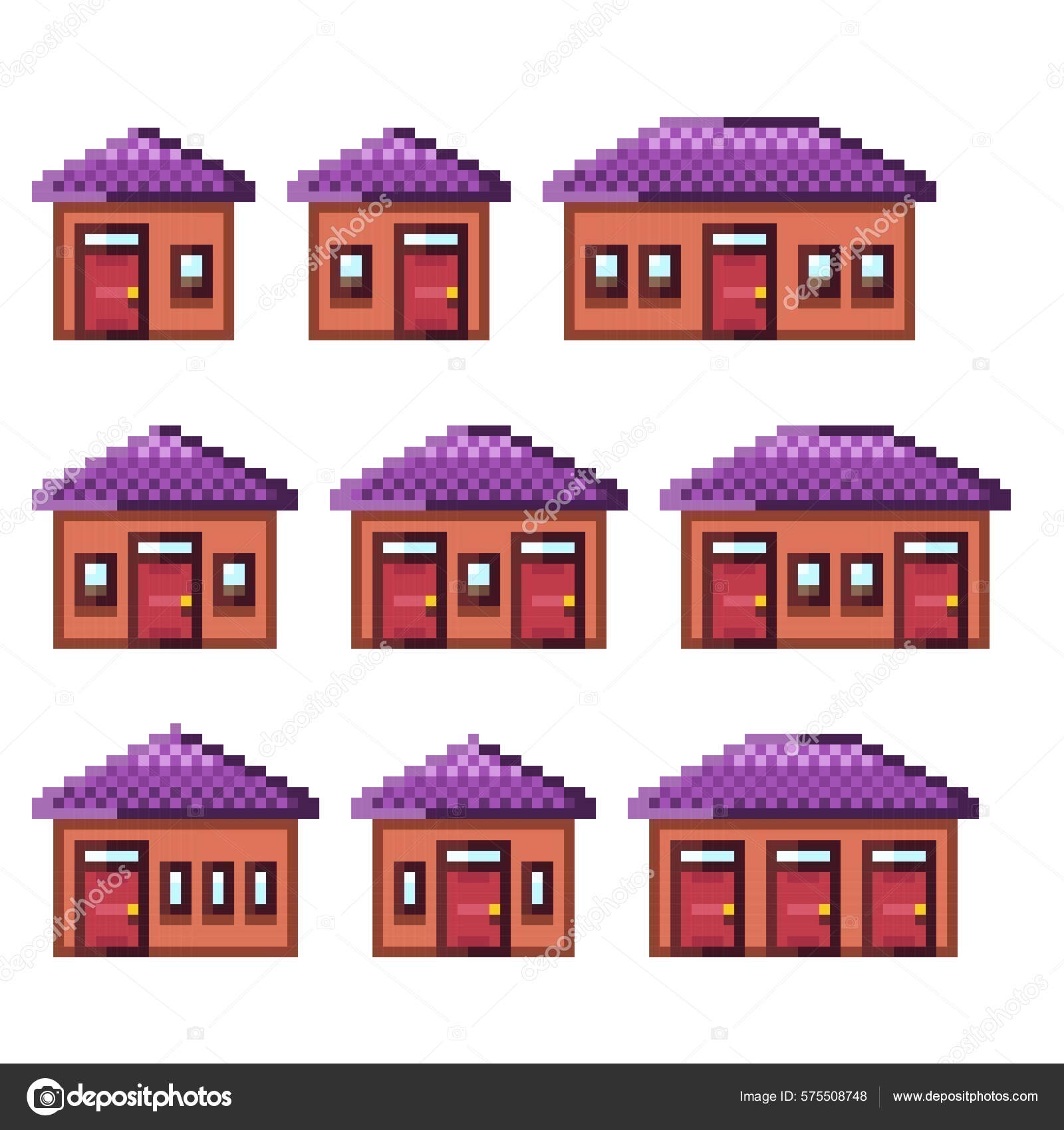 Casa Pixel Art Set Ilustración Vectorial Vector de stock por ©Sudakarn ...
