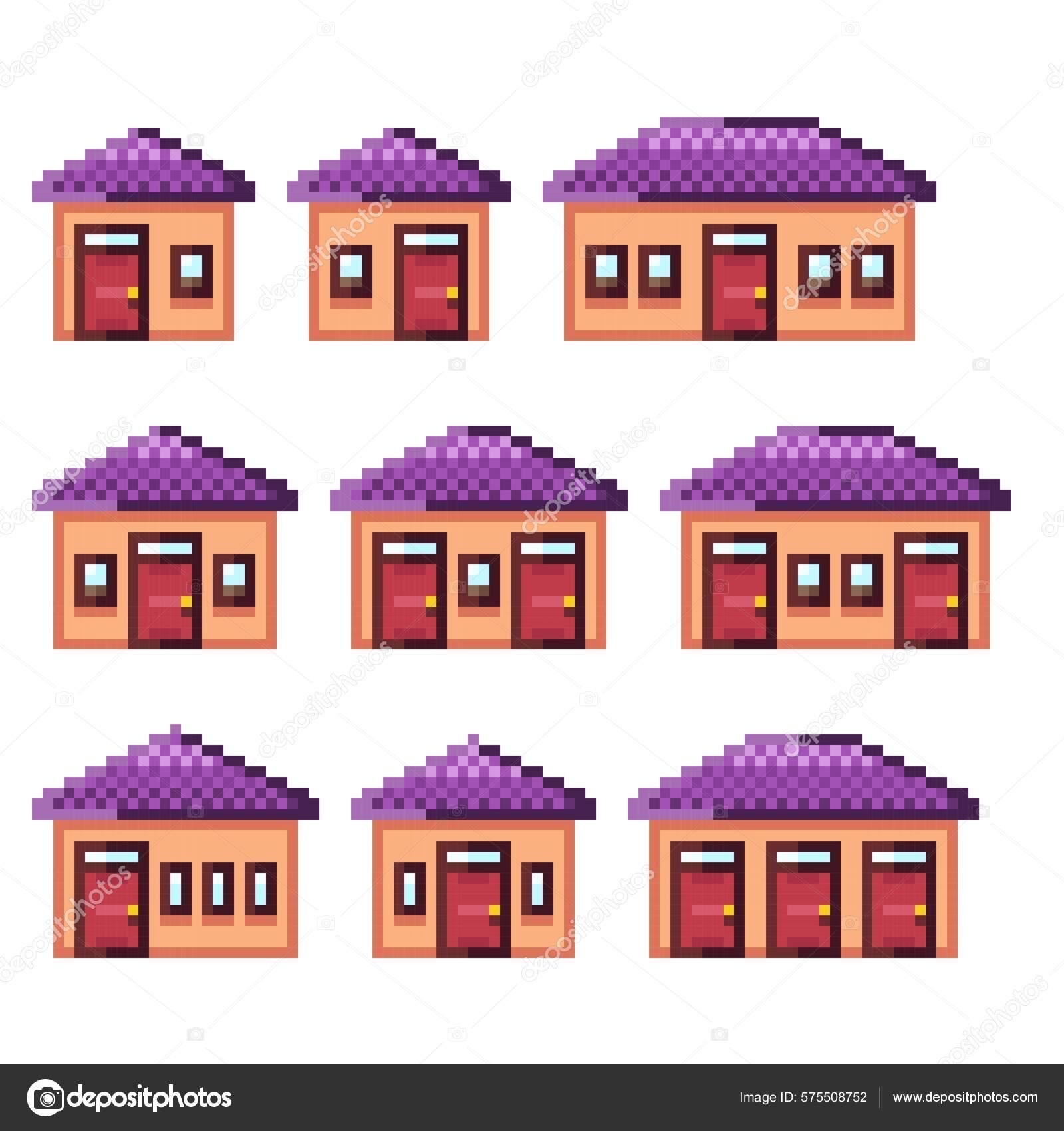 Casa Pixel Art Set Ilustración Vectorial Vector de stock #575508752 de ...