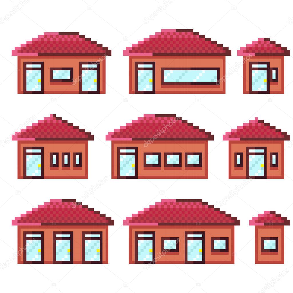 Casa Pixel Art Set Ilustración Vectorial Vector de stock por ©Sudakarn ...