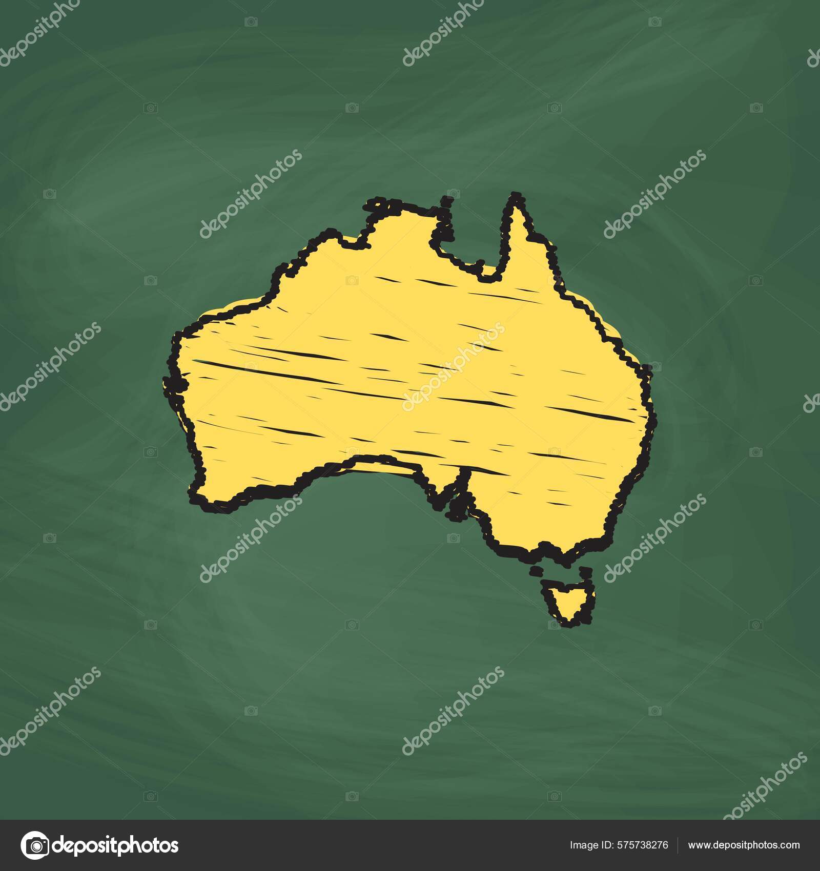 Australia Map Line Icon Design Colorful Chalk Draw Picture Blackboard ...