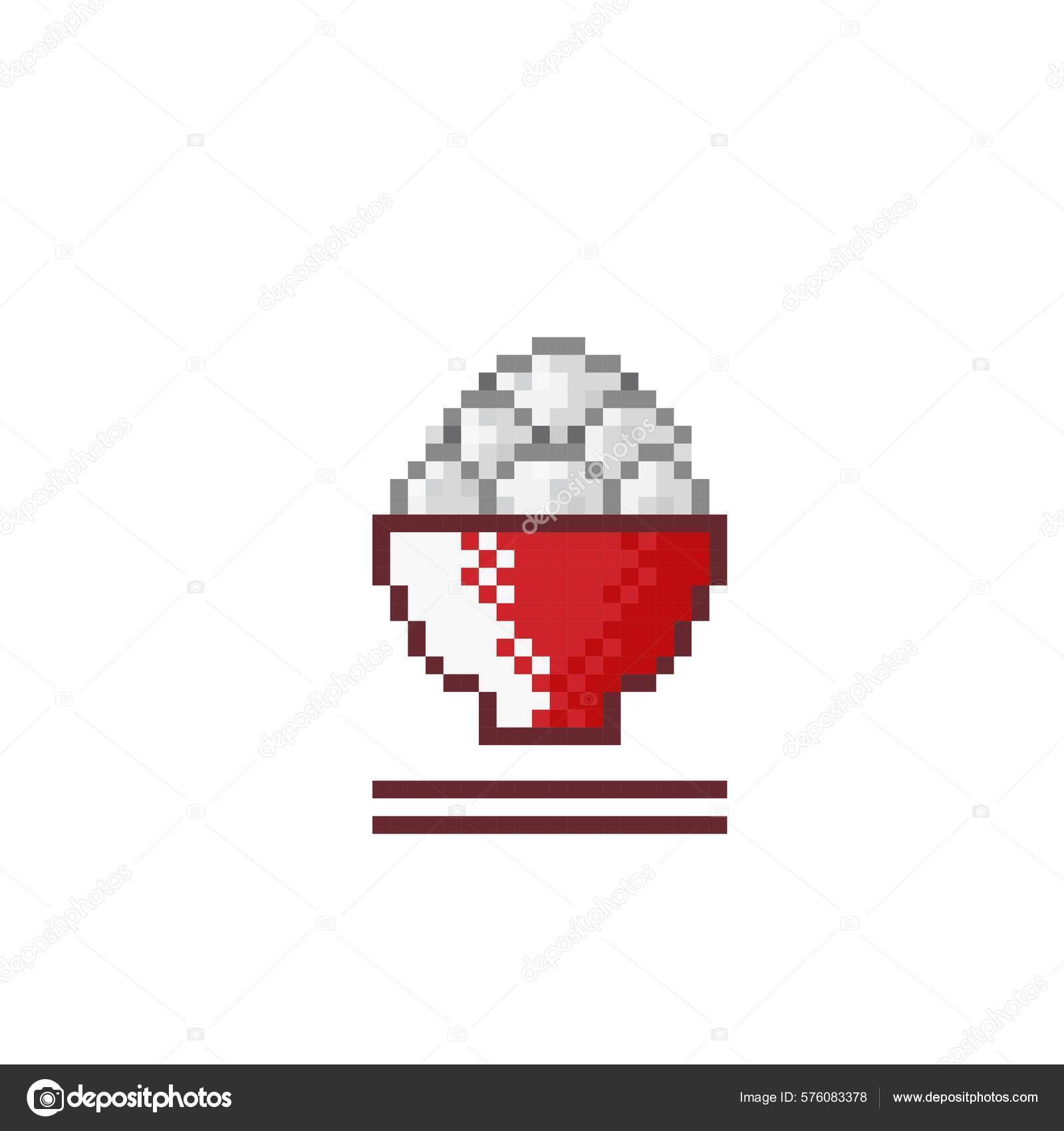 Vector Pixel Art Rice Bowl Isolated Cartoon Chinese New Year Stock ...