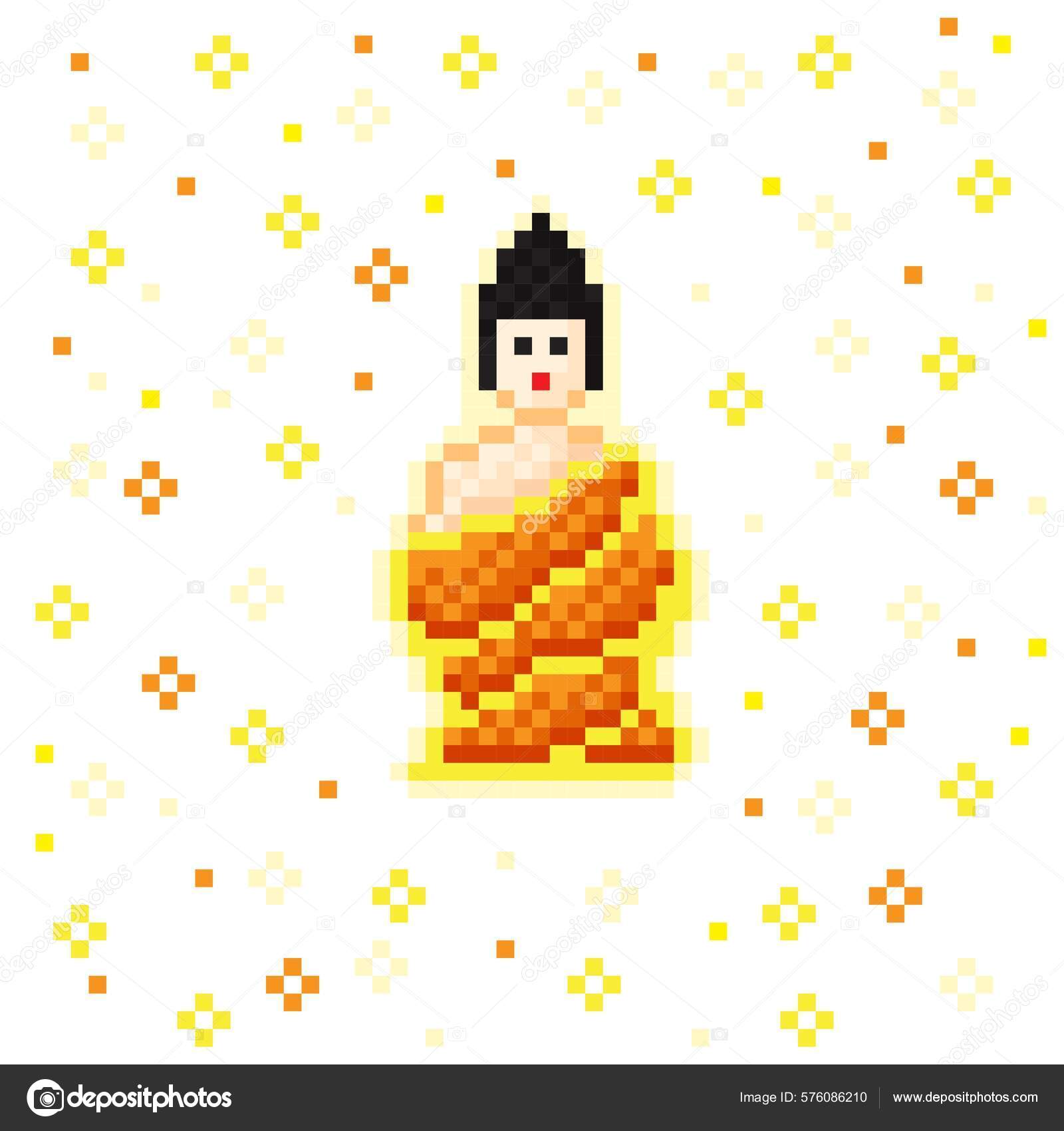 Buddhism Pixel Art Buddha Icon Pixel Art Style Pixel Art Vector de ...