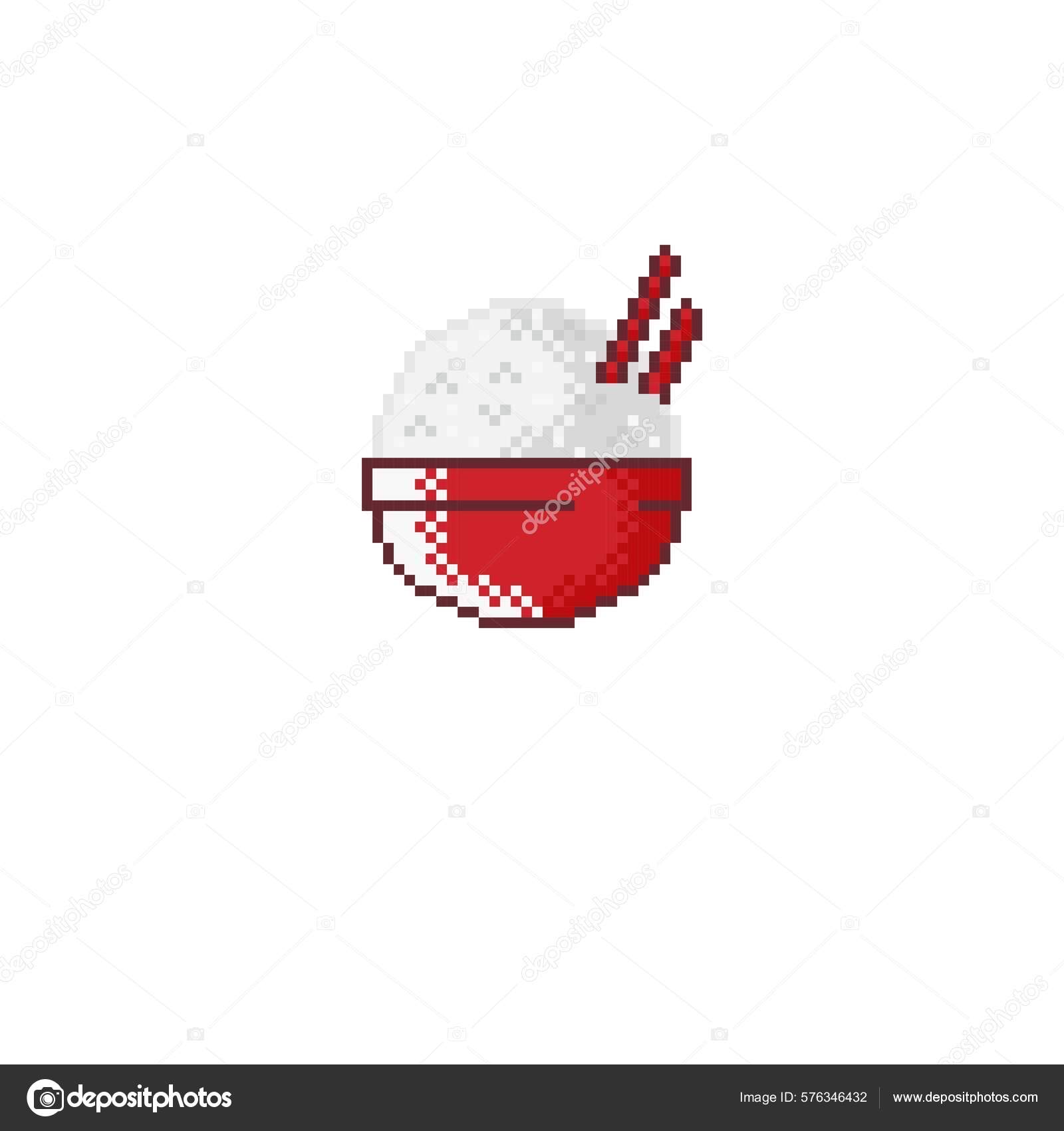 Vector Pixel Art Rice Bowl Isolated Cartoon Chinese New Year Stock ...