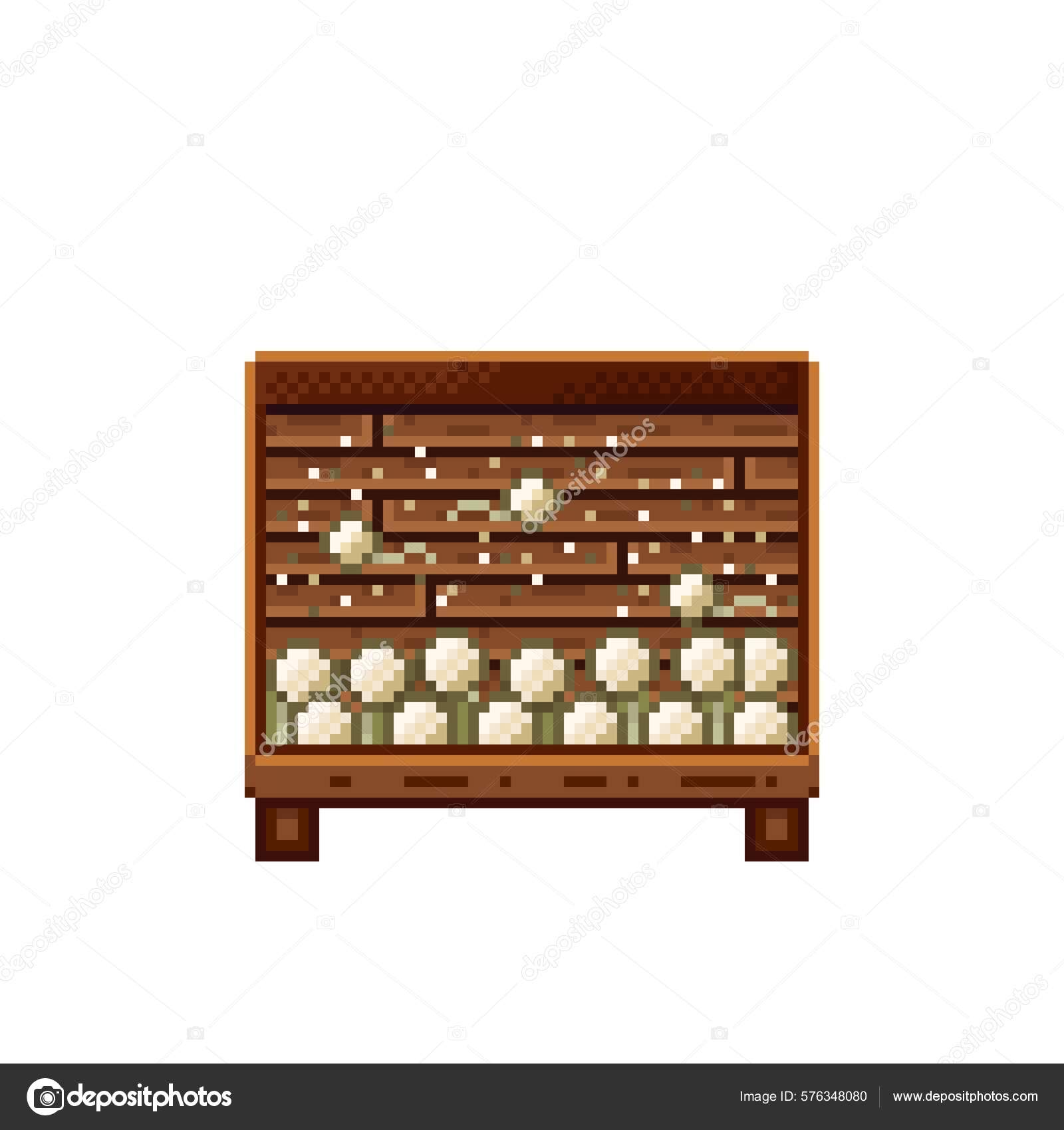 Vegetable Shop Pixel Art Mushrooms Wooden Crate Mushroom Pixel Art ...