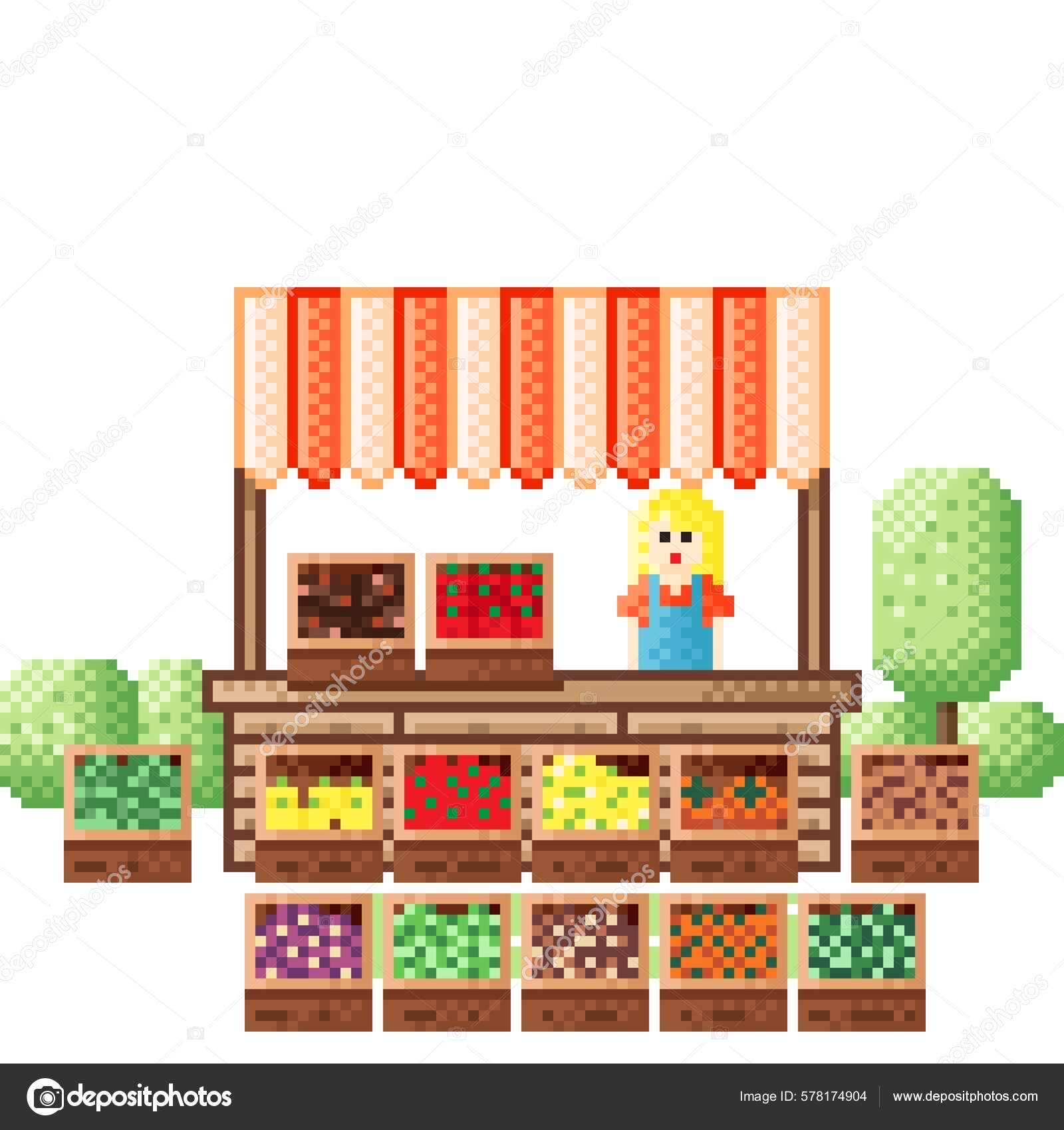 Vegetable Panel Pixel Art Market Pixel Art Fruit Vegetable Market Stock ...