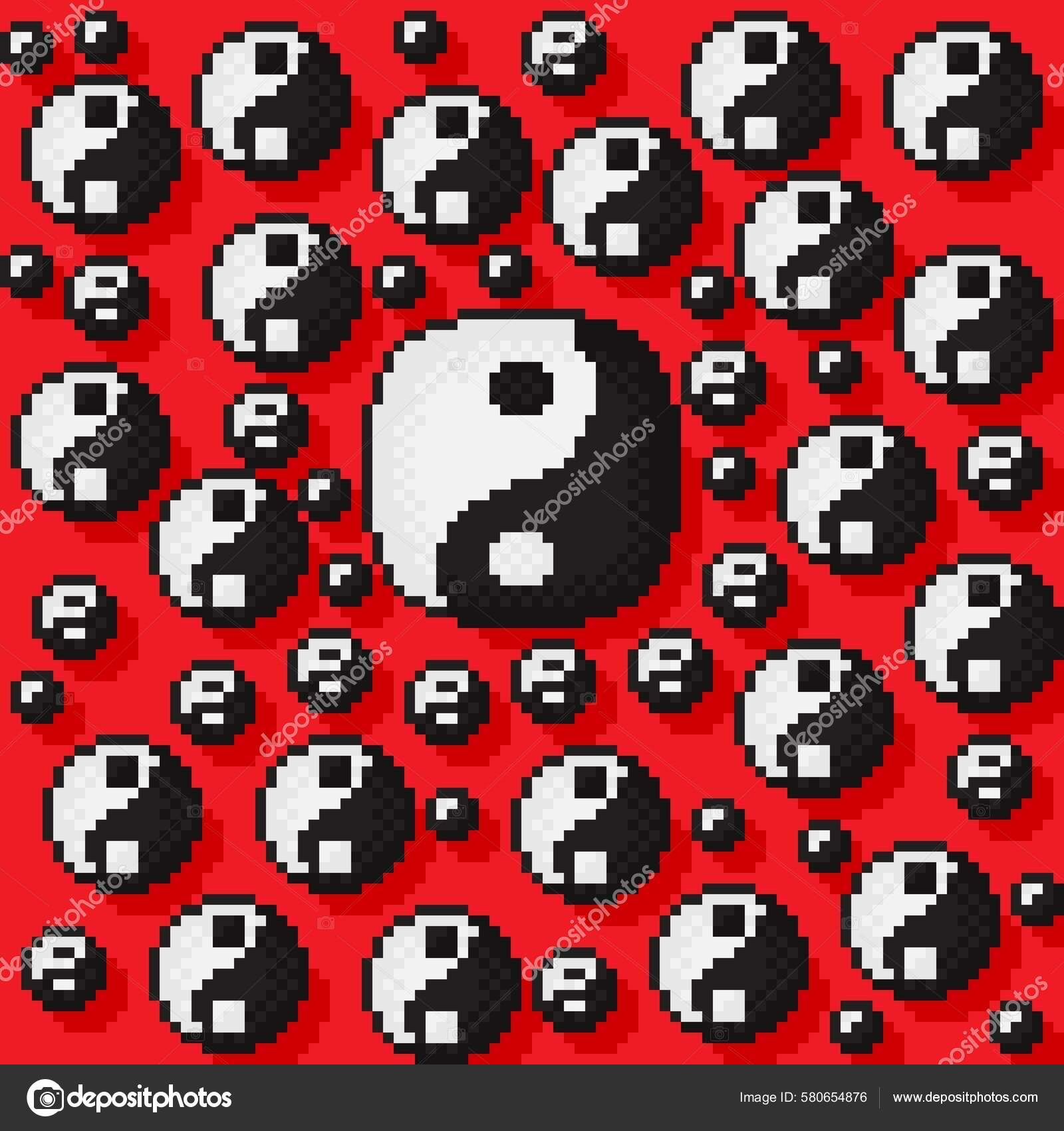 Yin Yang Pixel Art Ilustración Vectorial Año Nuevo Chino Patrón Vector ...
