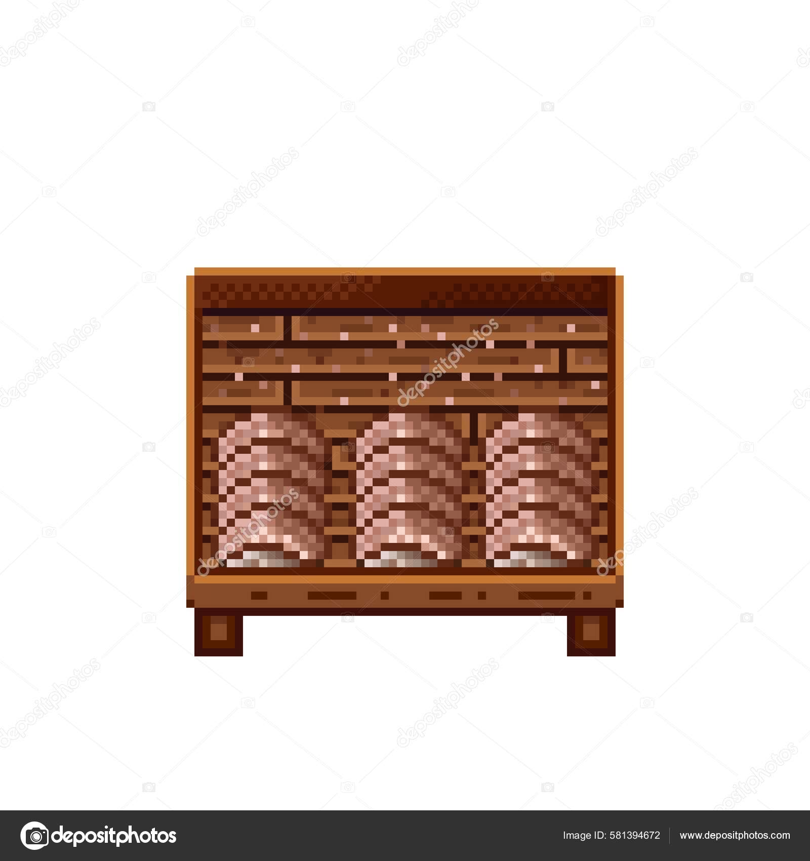 Vegetable Shop Pixel Art Mushrooms Wooden Crate Mushrooms Food Pixel ...