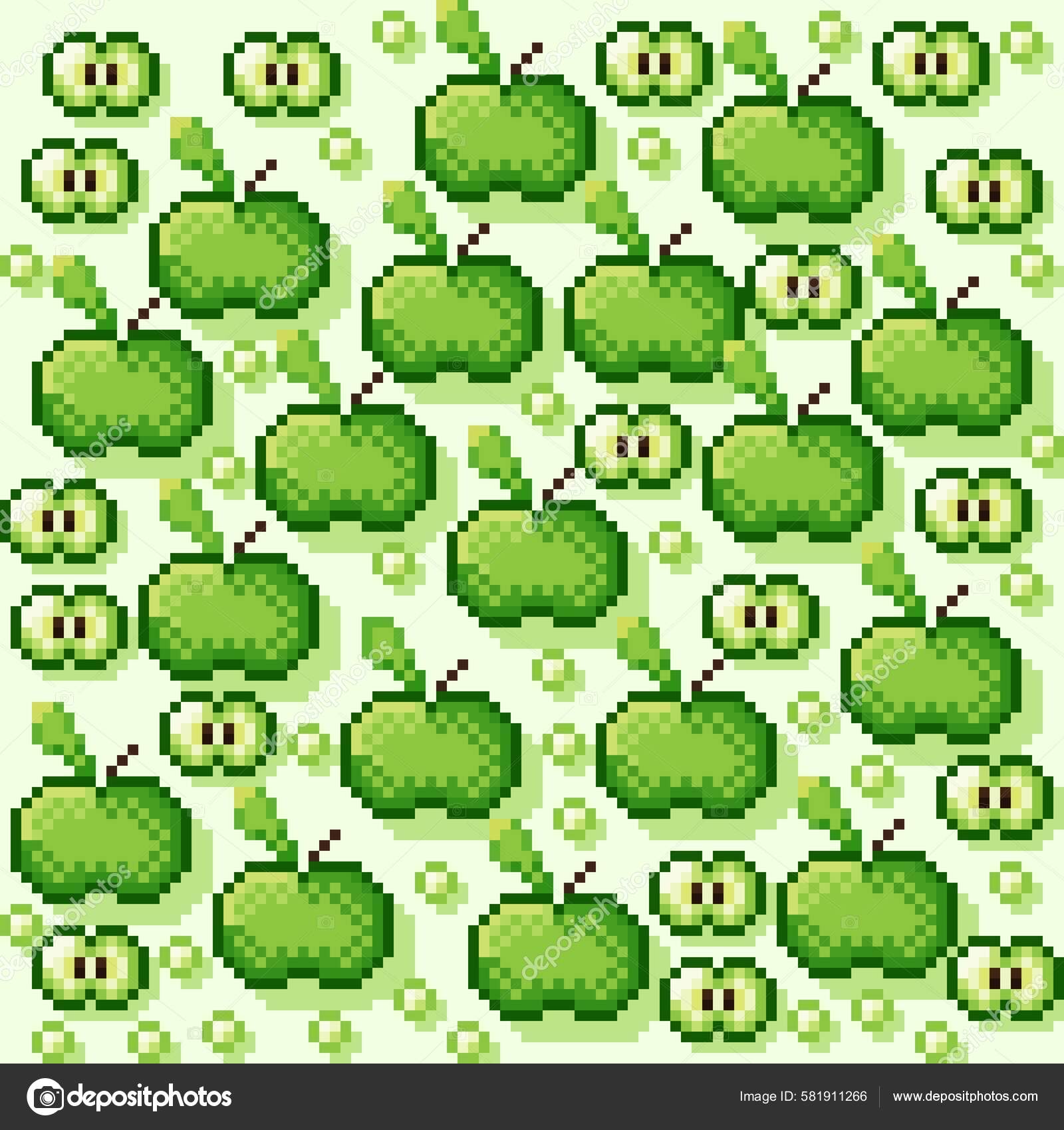 Green Apples Pattern Pixel Art Pattern Background Stock Vector by ©Sudakarn_Vivatvanichkul 581911266