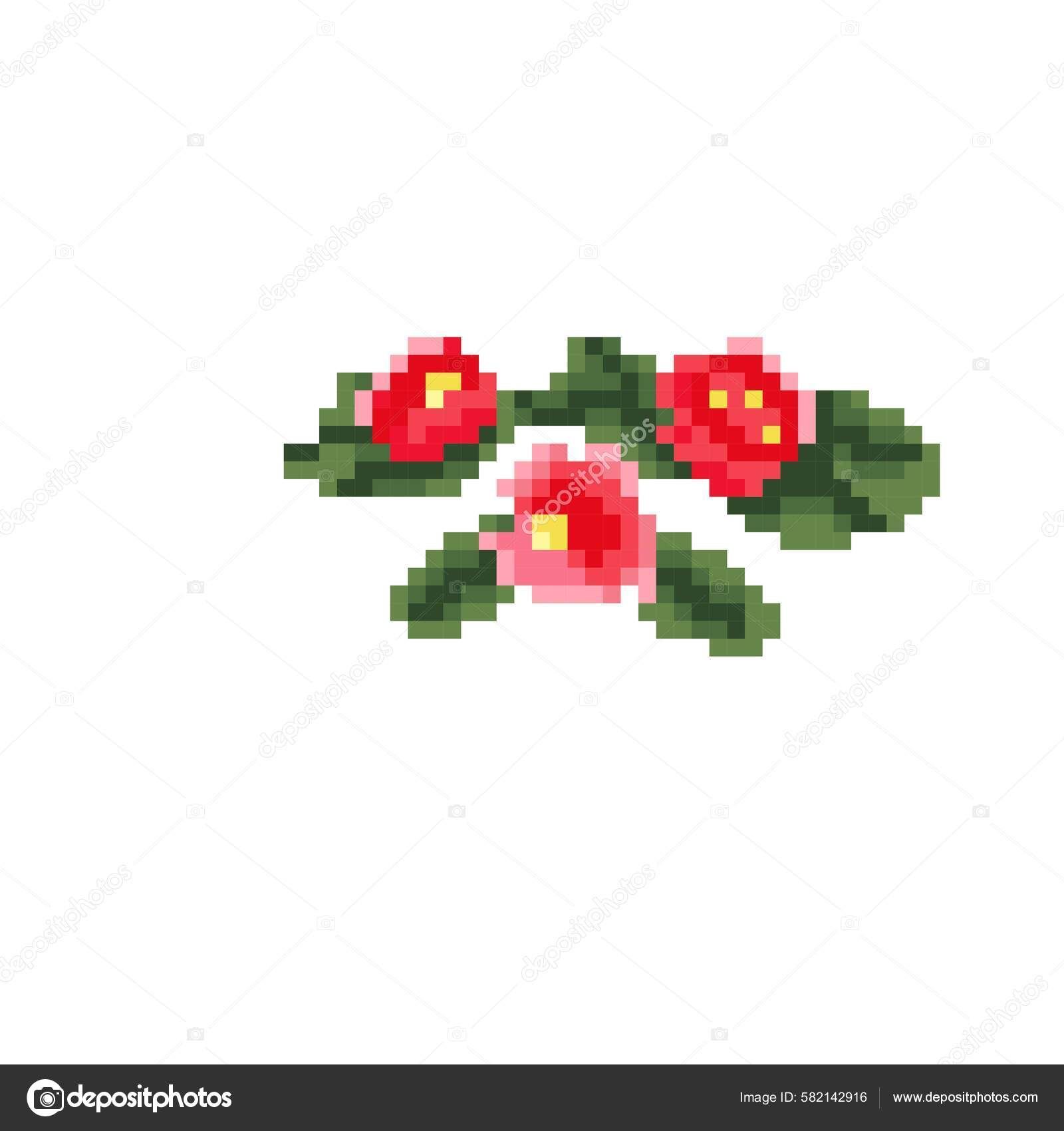 Red Flower Pixel Art Vector Illustration Roses Pixel Art Stock Vector ...