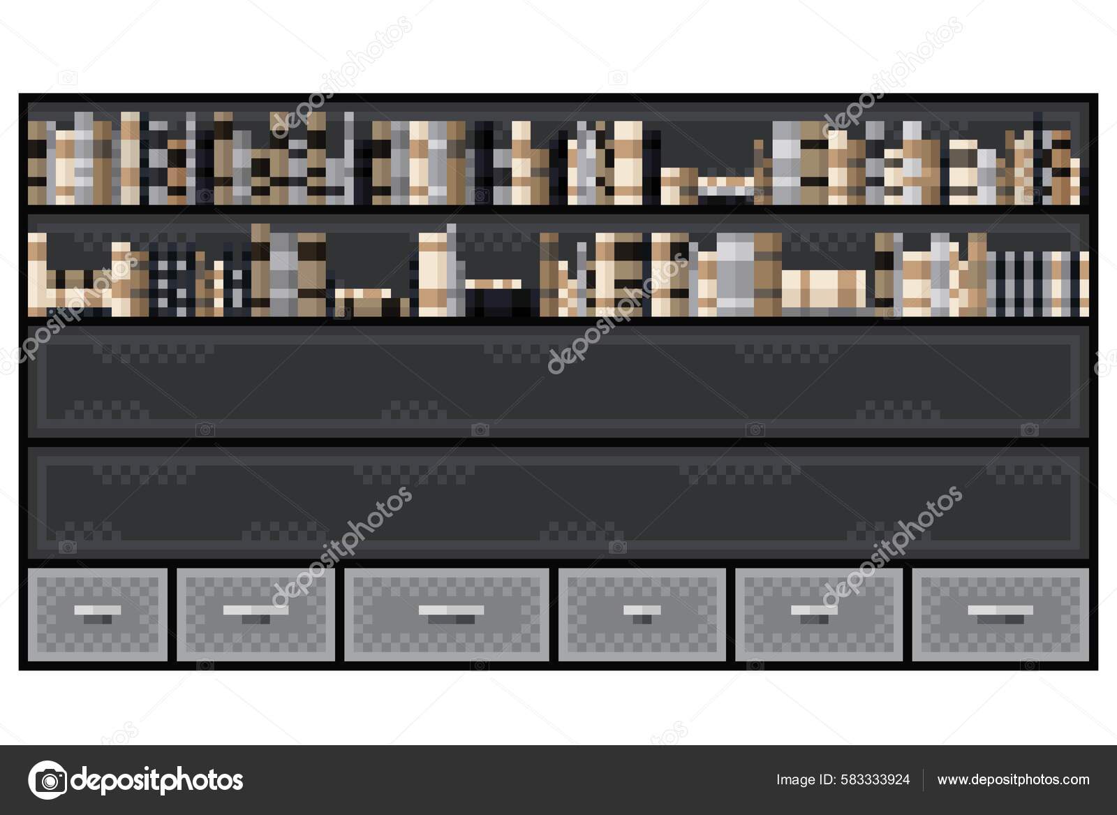 Bookcase Pixel Art Bookshelf Pixel Art Vector Illustration Stock Vector by ©Sudakarn ...