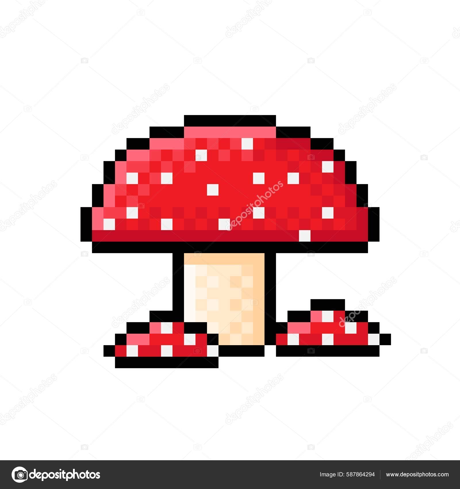 Arte Píxel Hongo Lindos Hongos Pixel Ilustración Vectorial vector ...