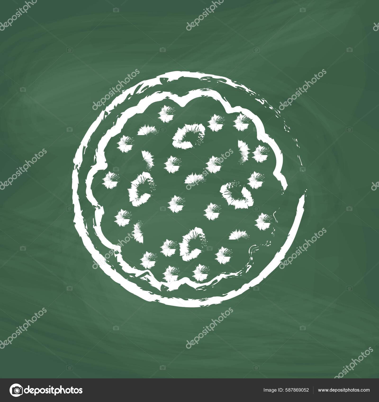 Pizza Line Icon Design White Chalk Draw Picture Blackboard Stock Vector ...
