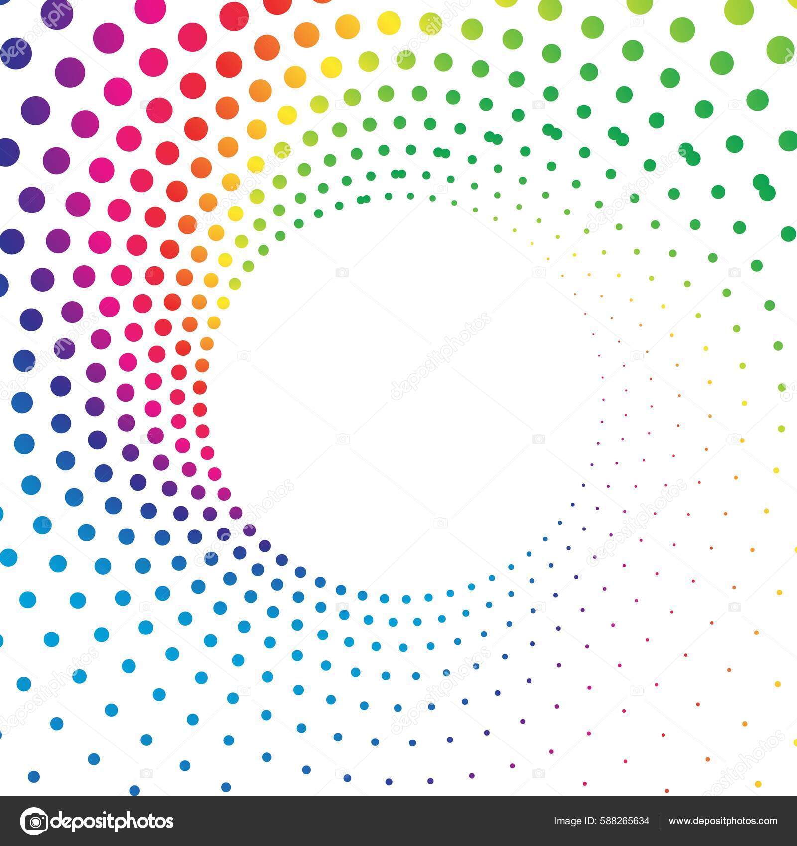 Rainbow Dot Circle Frame Halftone White Background Vector Illustration ...