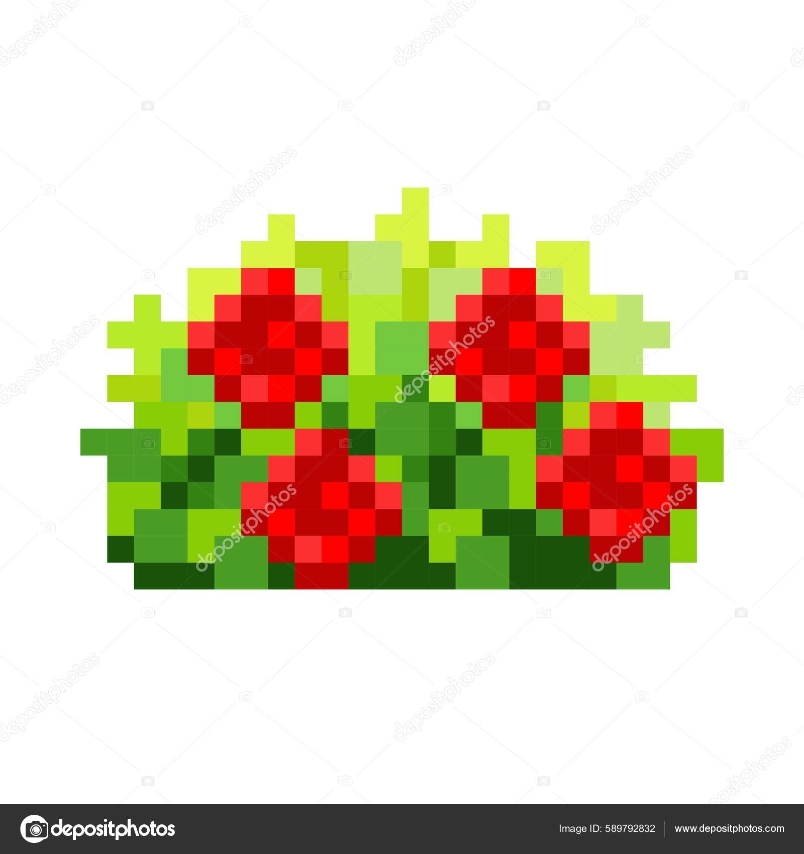 Rose Bush Pixel Art Decorative Bush Pixel Art Vector Illustration Stock ...