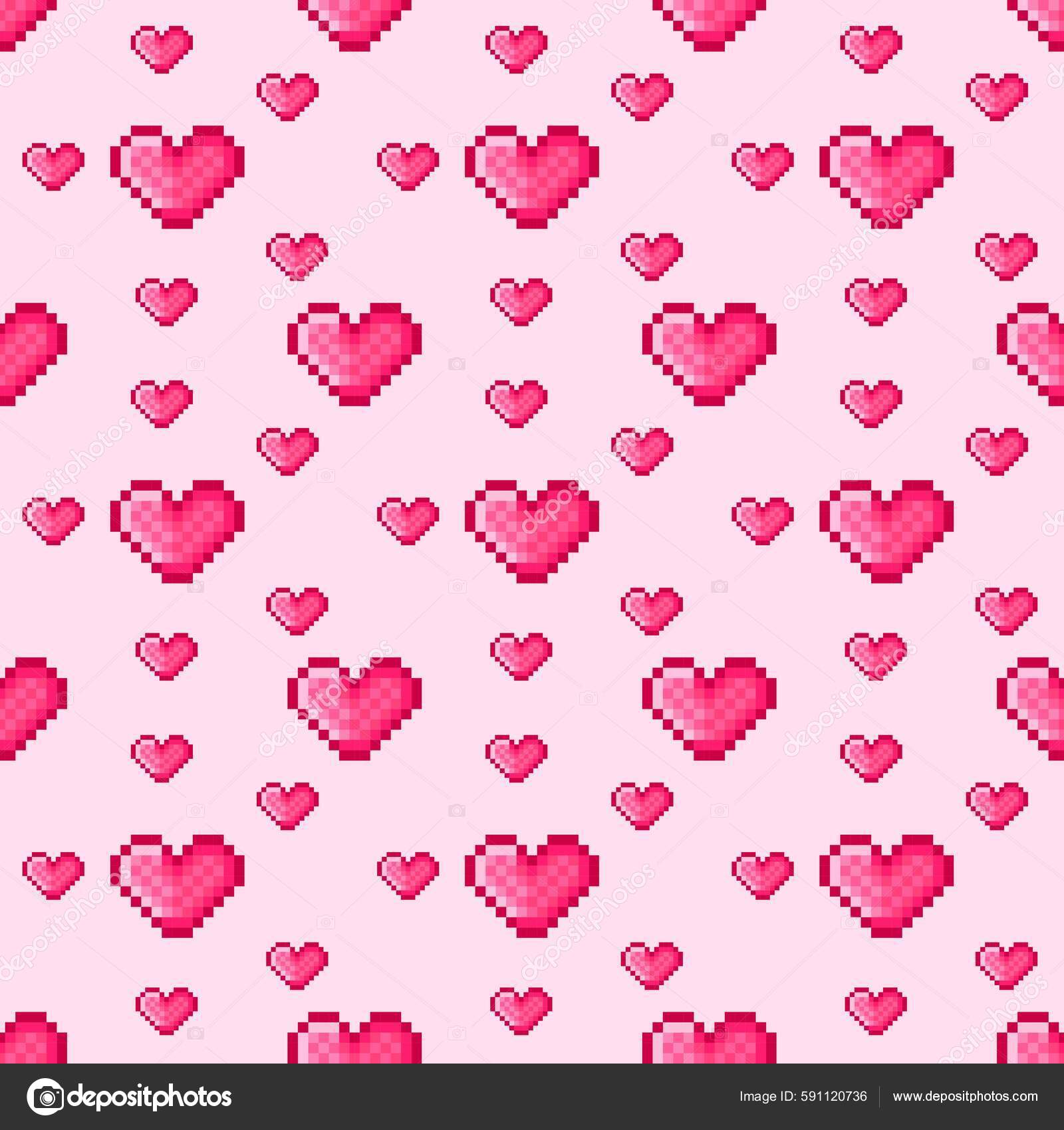 Heart Pattern Pixel Art Seamless Pattern Pixel Art Heart Pattern Stock Vector By ©sudakarn 0295