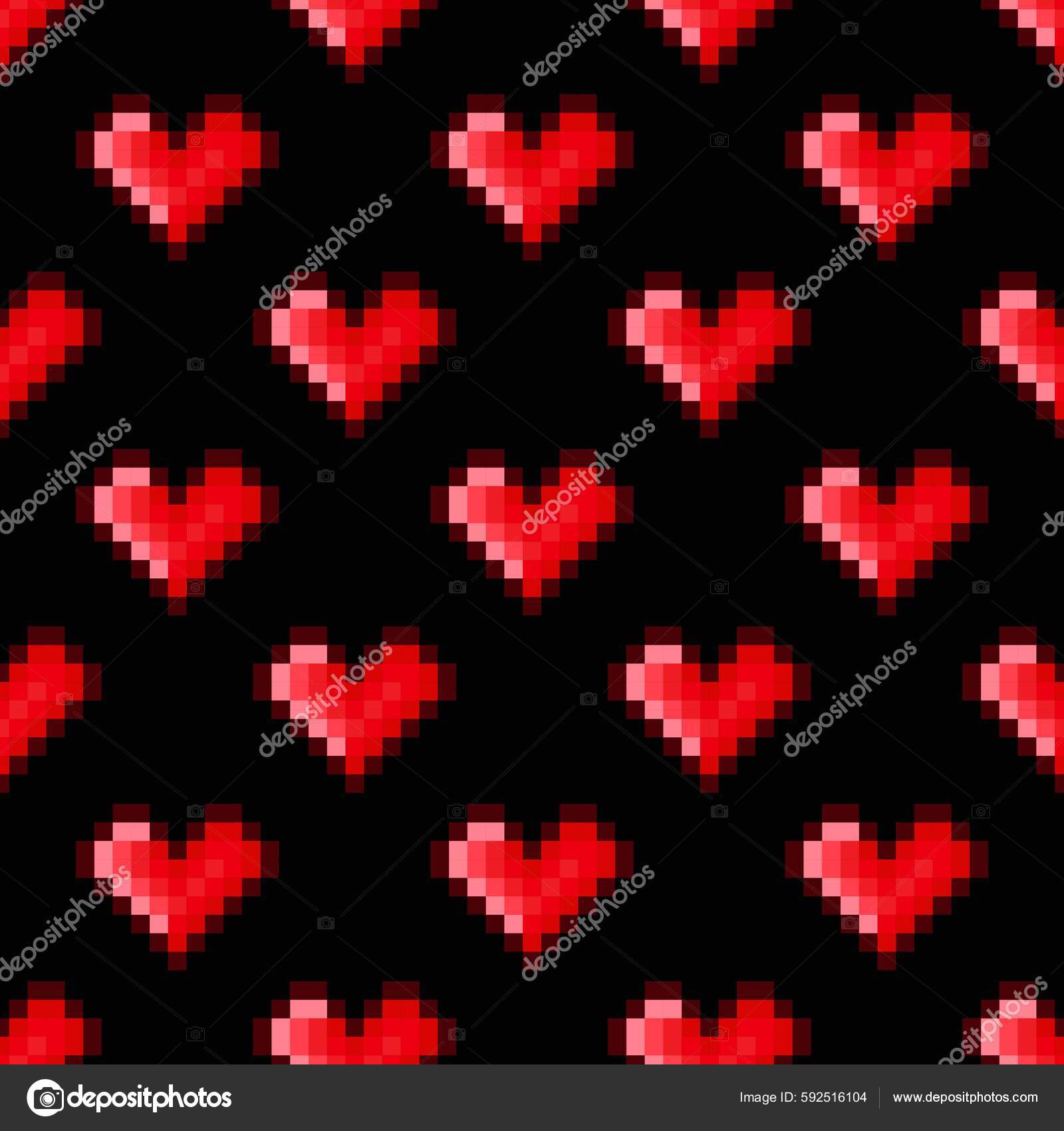 Heart Pattern Pixel Art Seamless Pattern Pixel Art Heart Pattern Stock ...