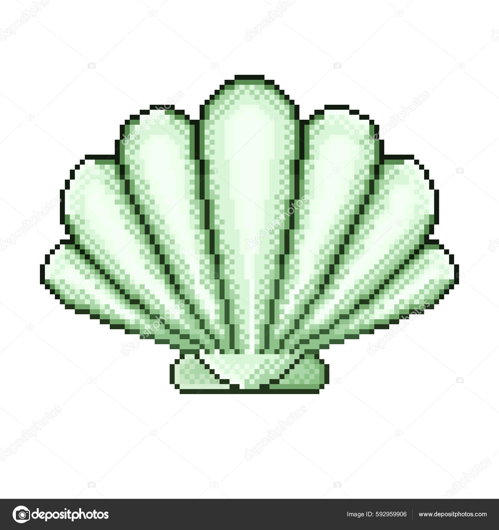 Shell Icon Pixel Art Clam Pixel Art Vector Illustration Stock Vector by ...