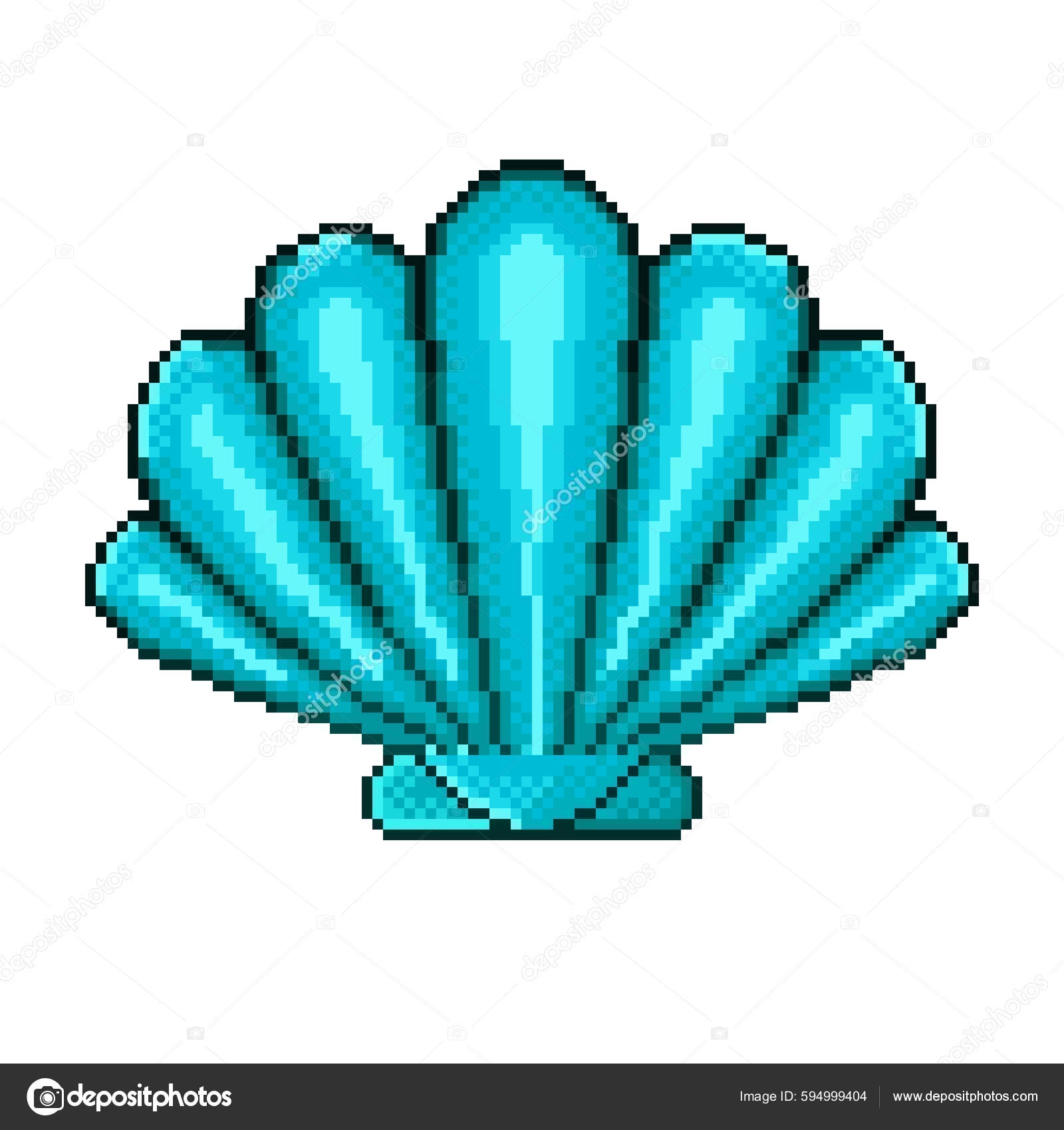 Shell Icon Pixel Art Clam Pixel Art Vector Illustration Stock Vector ...