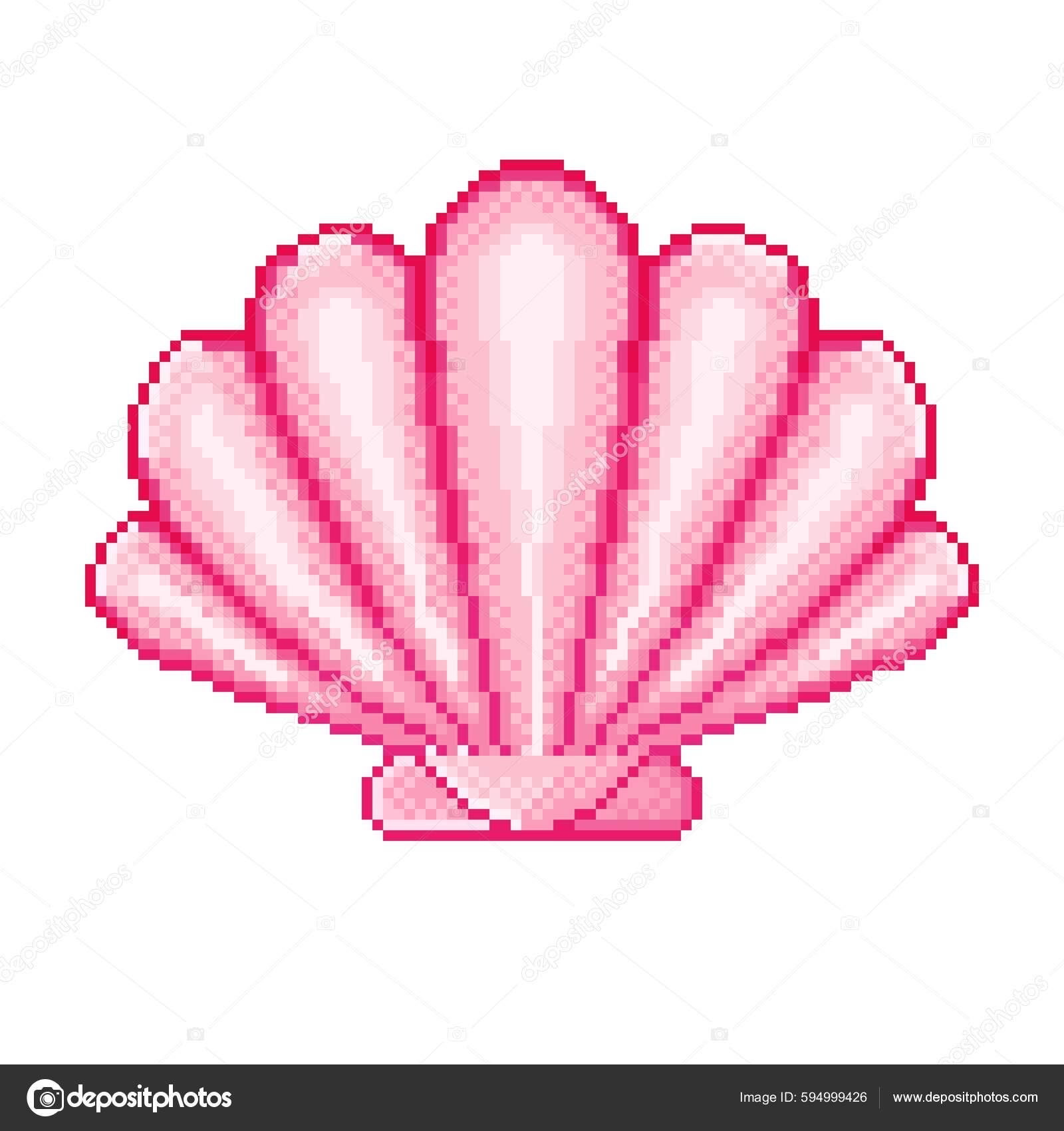 Shell Icon Pixel Art Clam Pixel Art Vector Illustration Stock Vector by ...