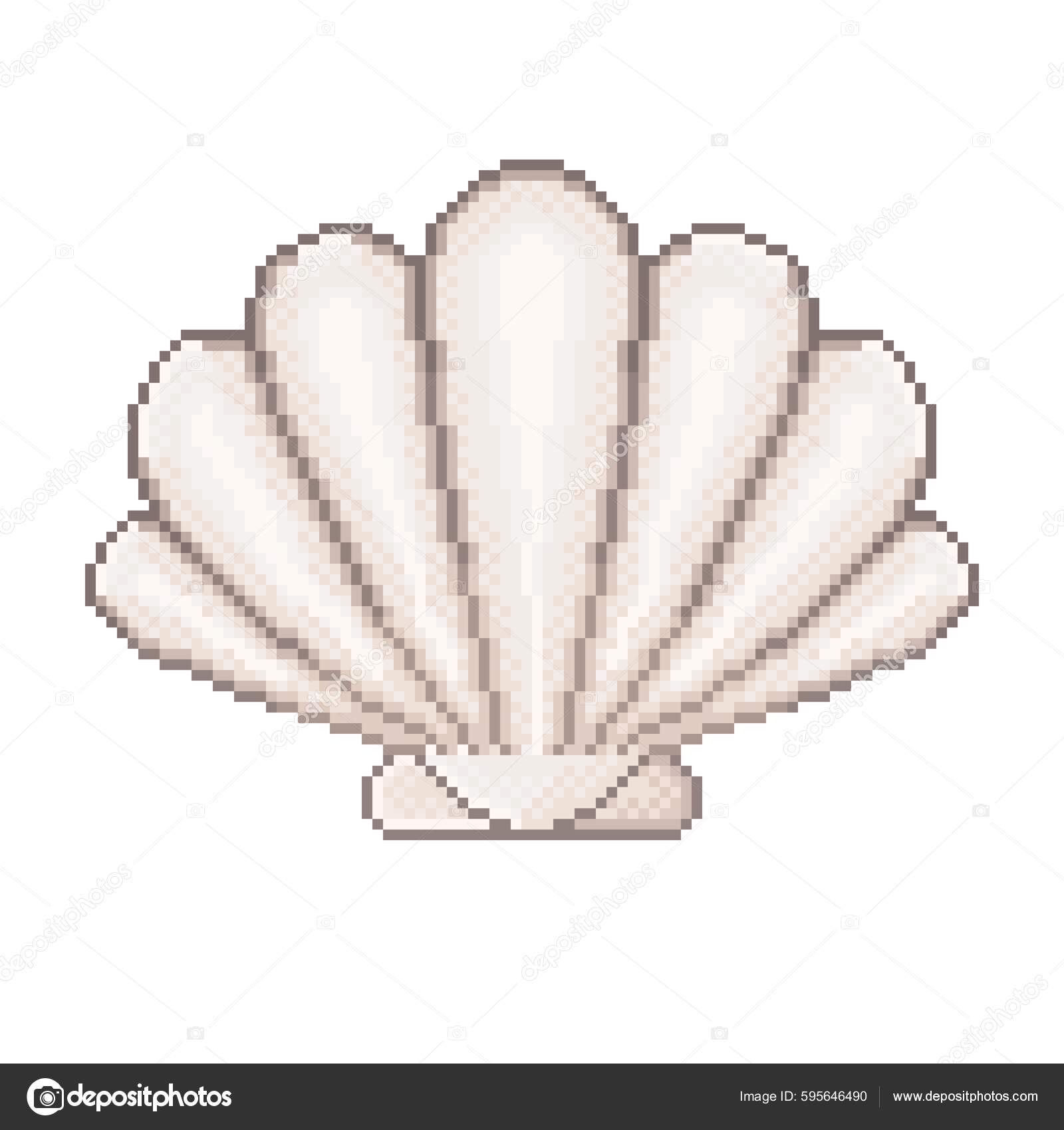 Icono Shell Pixel Art Arte Píxeles Almeja Ilustración Vectorial Vector ...