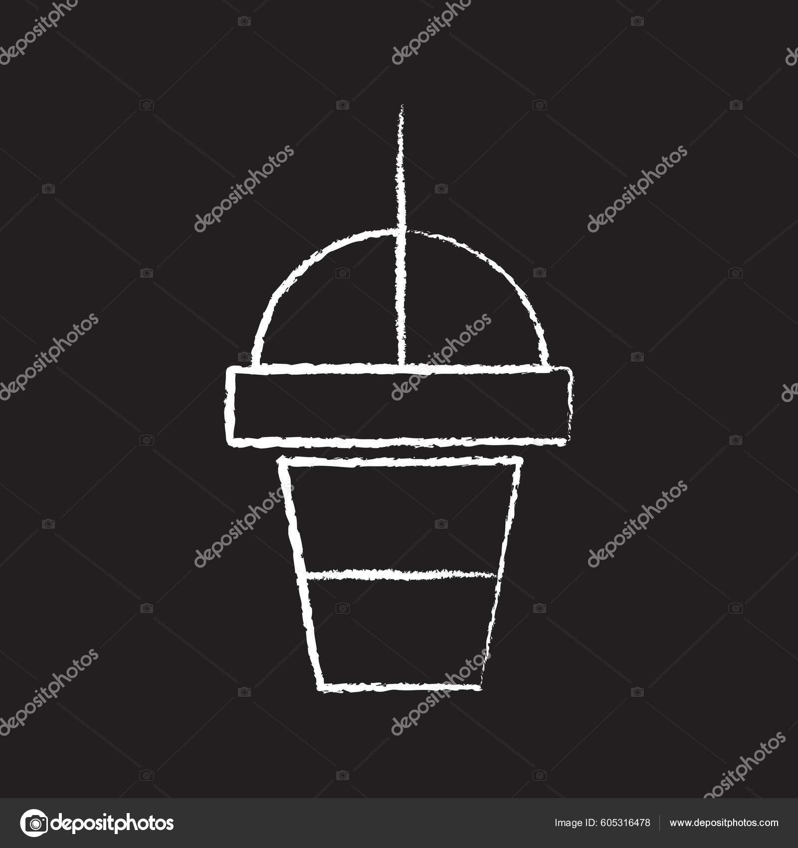 Plastic Cup Icon Cap Design White Chalk Draw Picture Blackboard Stock ...
