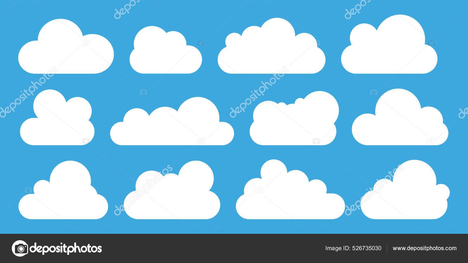 White Clouds Isolated White Different Vector Cloud Shapes Stock Vector ...