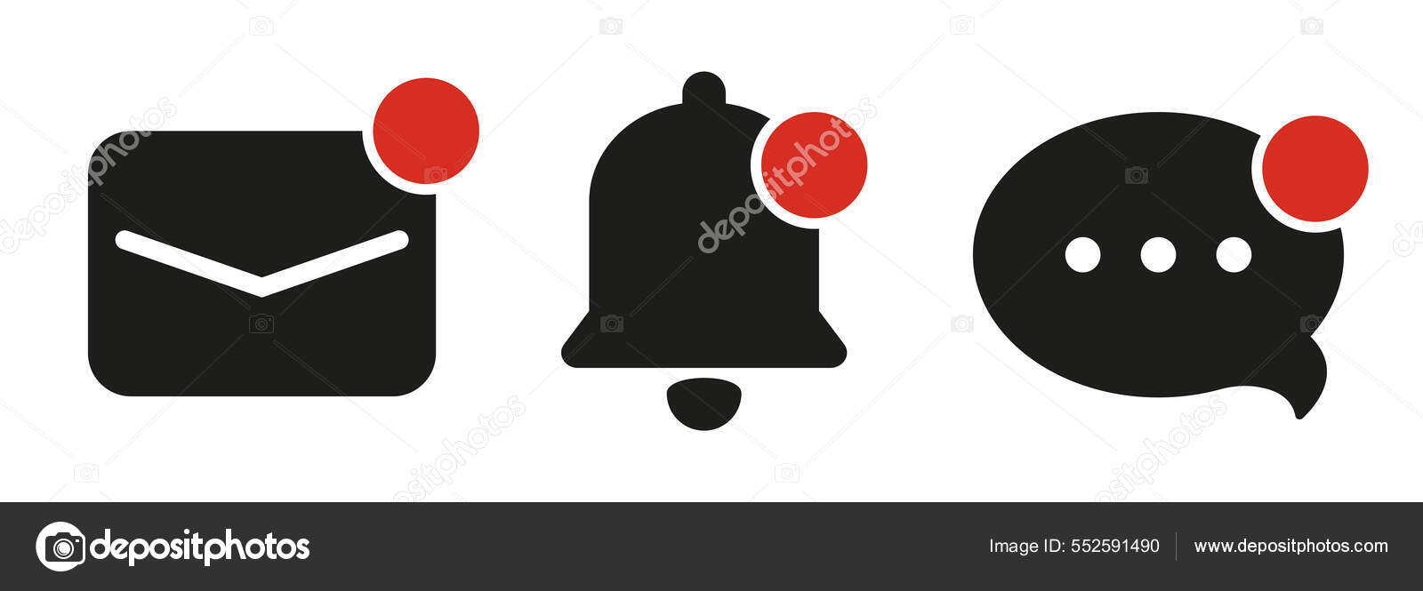 Vector Notification Icons Bell Envelope Chat Bubble Signs New Unread ...
