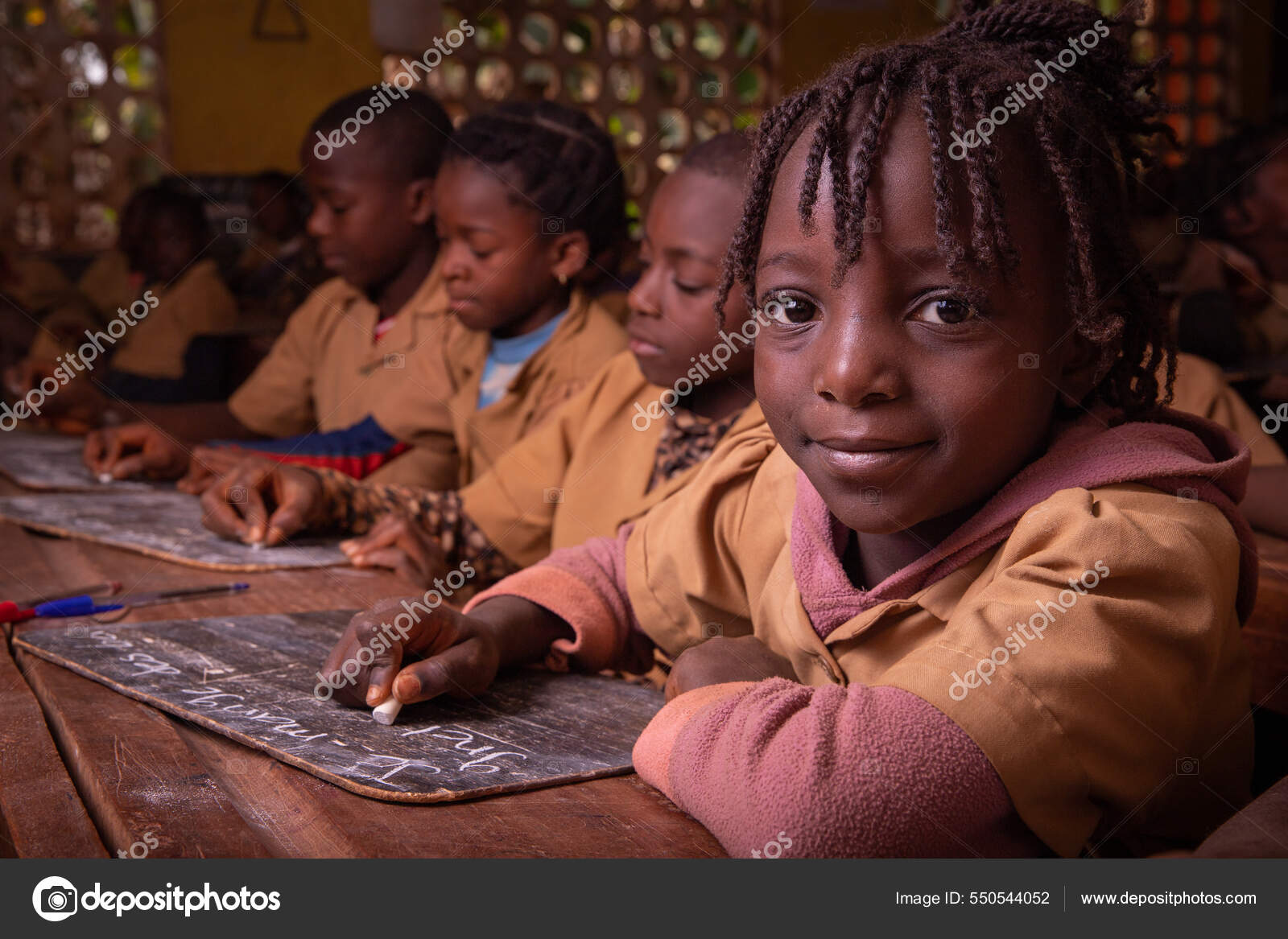 Students School Africa Take Lesson Write Notes Blackboard Chalk ...