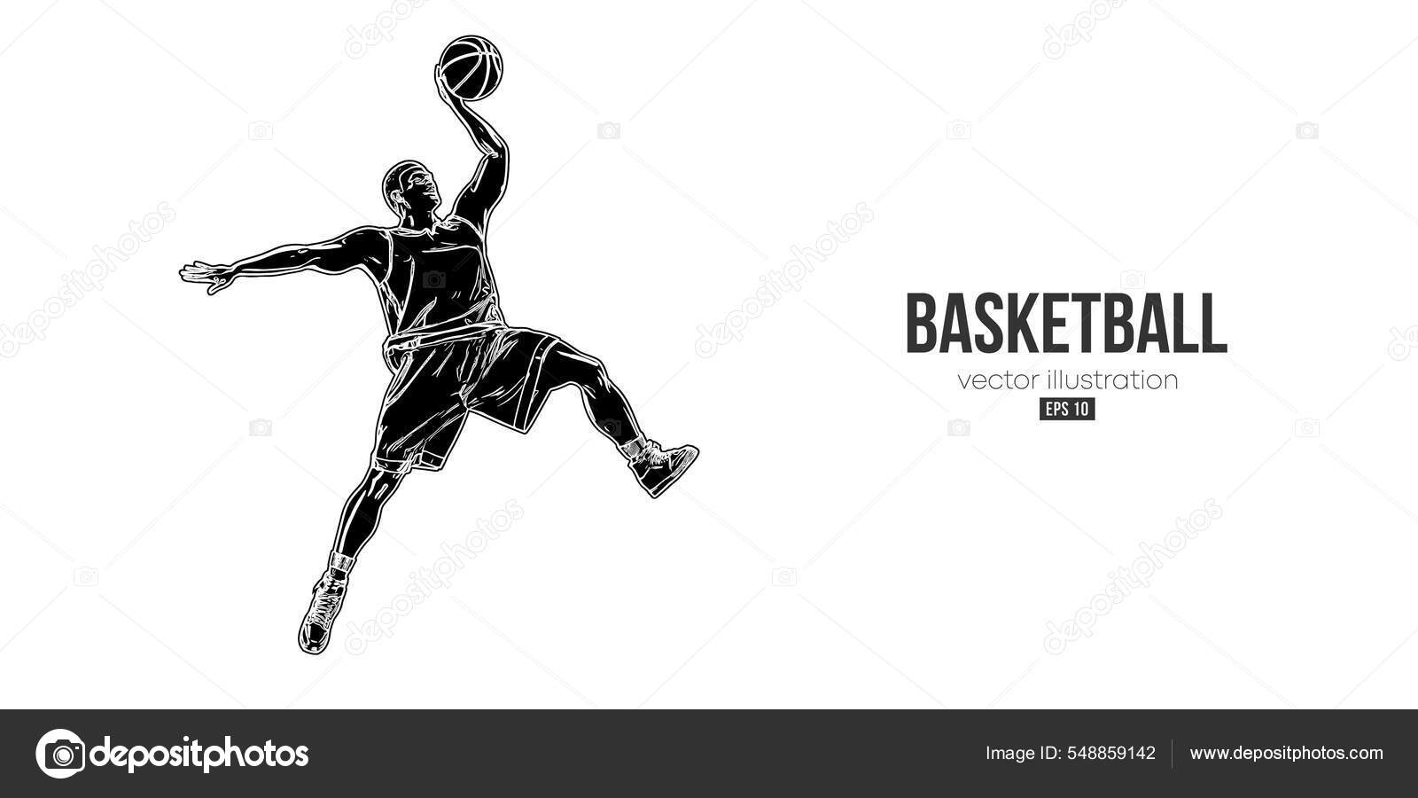 Abstract Basketball Player Man Action Isolated White Background Vector ...